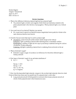 Chapter 2 Homework - K. Hughes | 1 Kristin Hughes Chapter 2 Homework ...