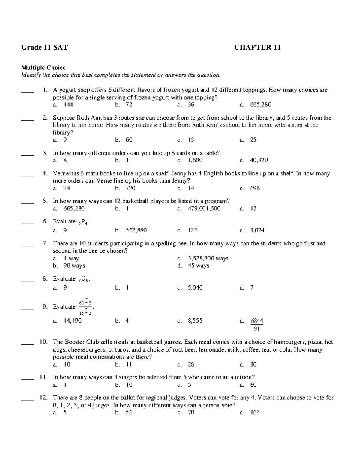 Ch - Worksheet of math Worksheet of math Worksheet of math - Grade 11 ...