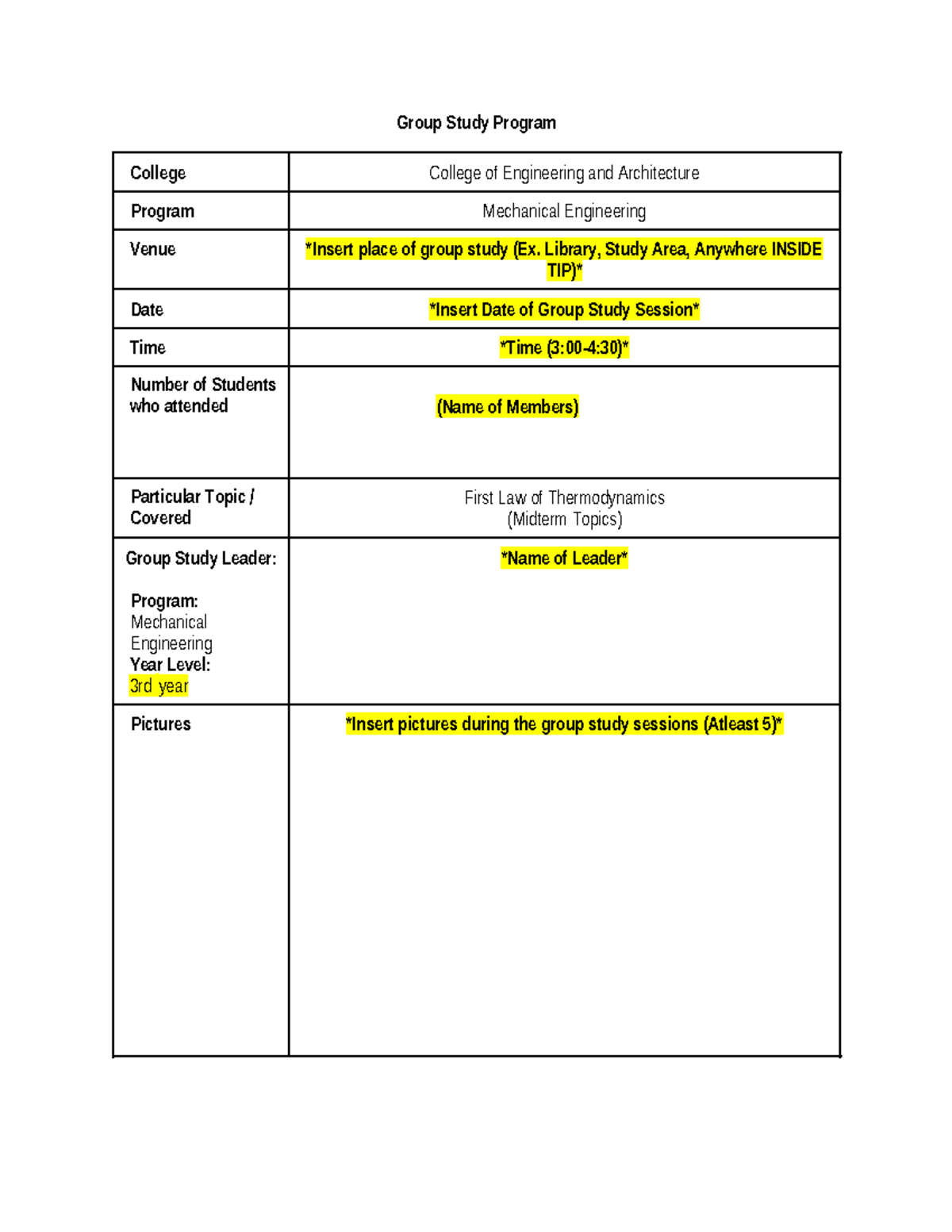 Group Study Program-1 - Group Study Program College College of ...