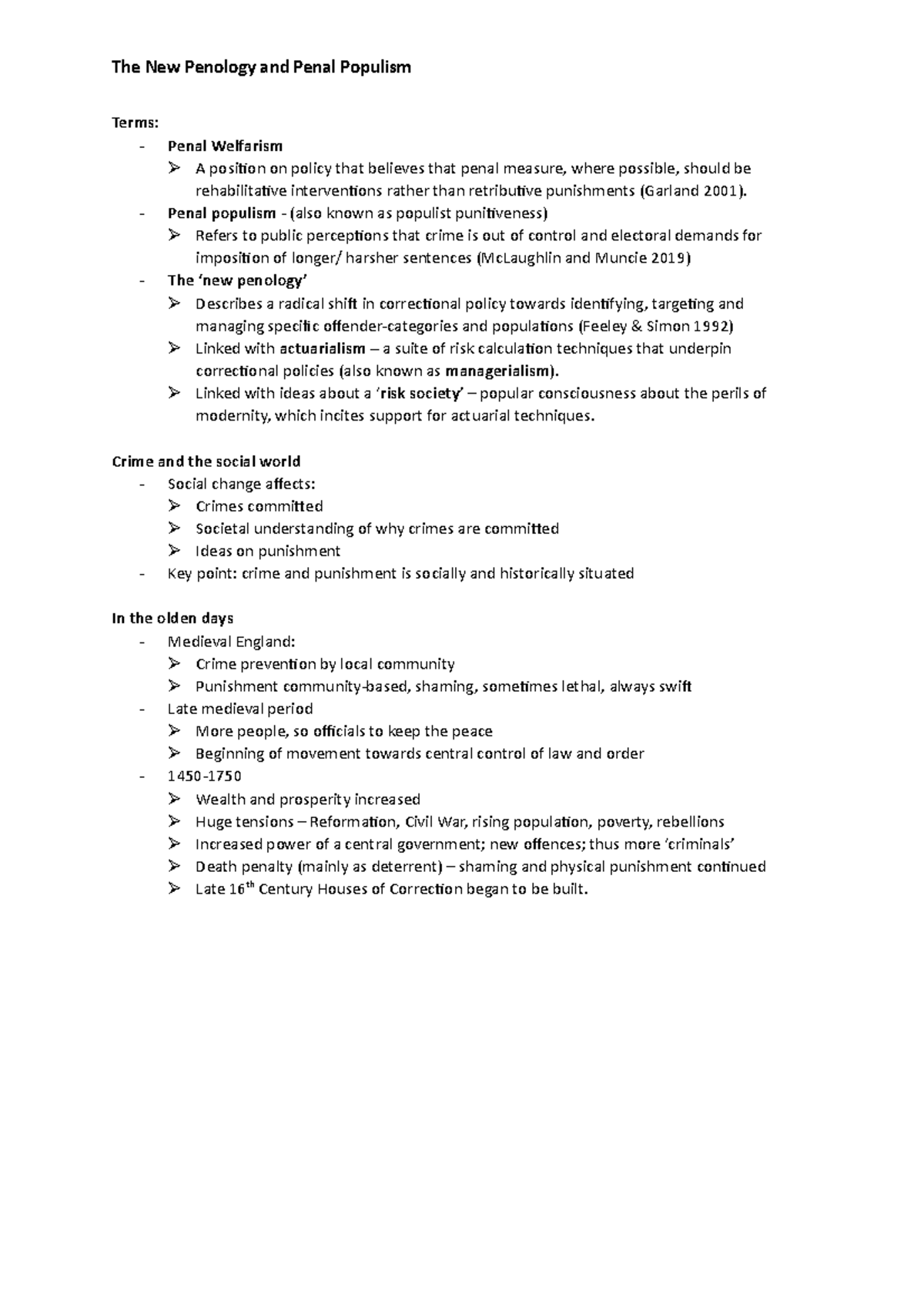New penology - Guest speaker session. All notes from the lecture ...