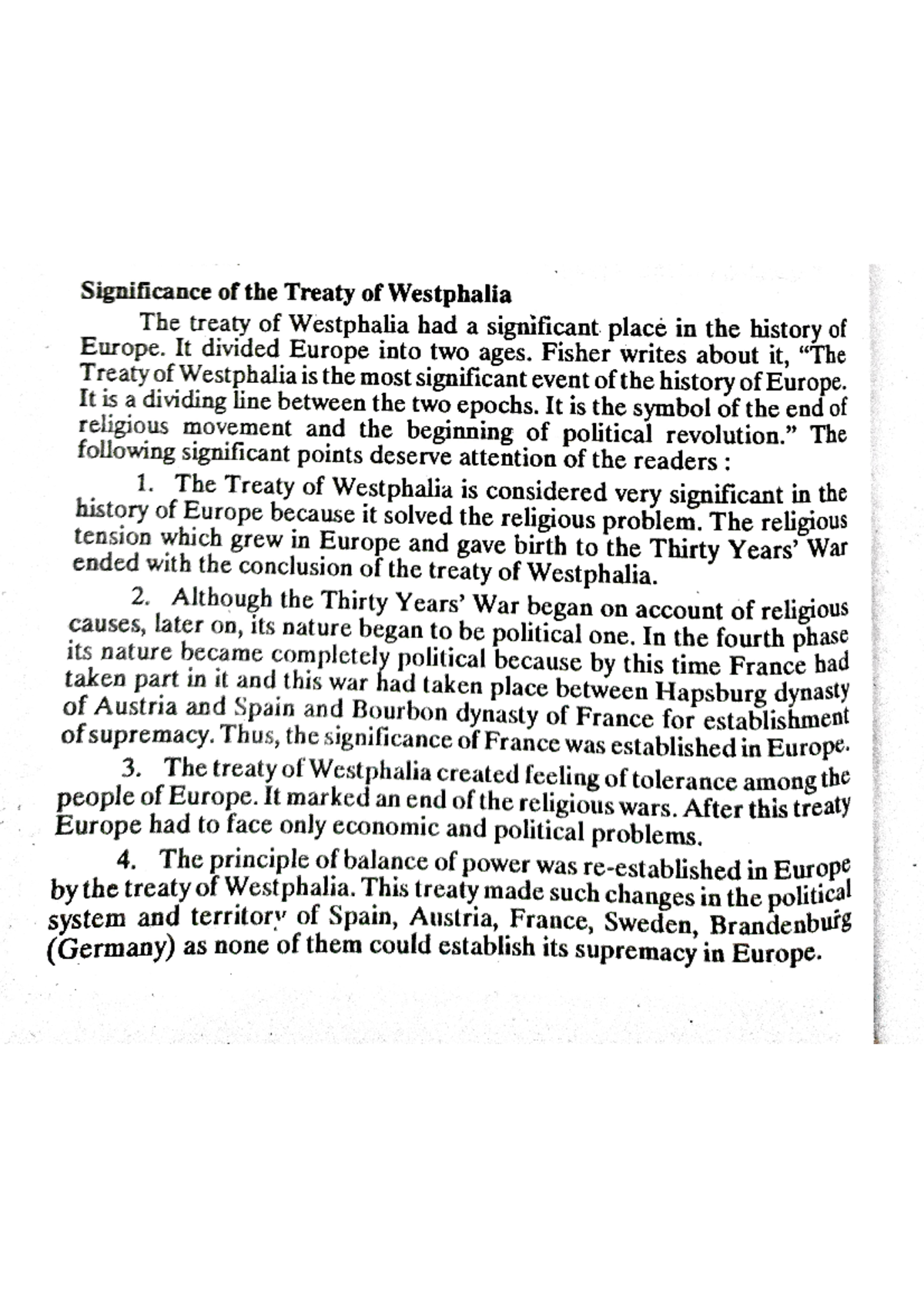 Treaty of westphalia - Notes - history - Studocu