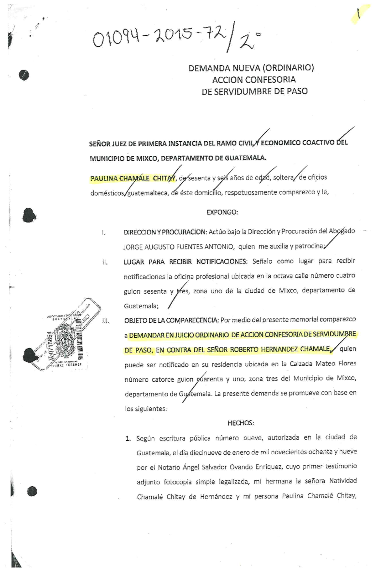 Ejemplo de una demanda 110742 - Derecho Procesal Civil - Studocu