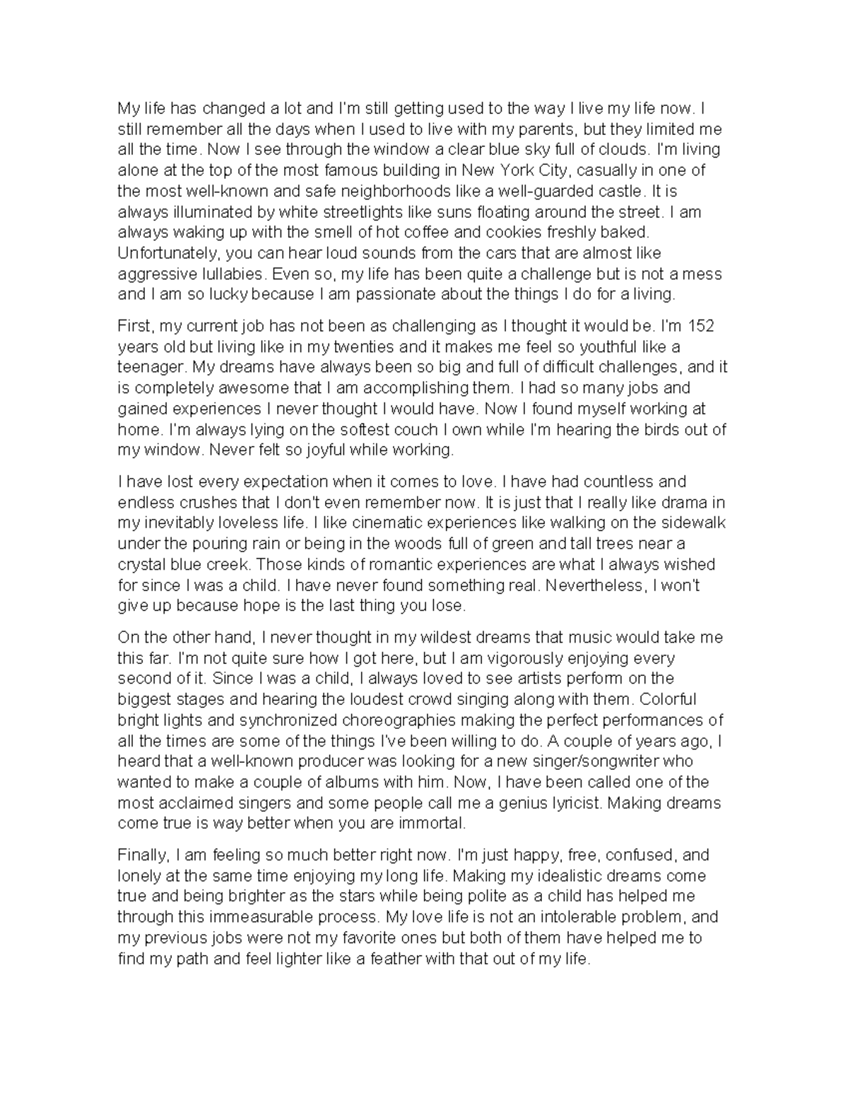 Draft writing 2 - My life has changed a lot and I’m still getting used ...