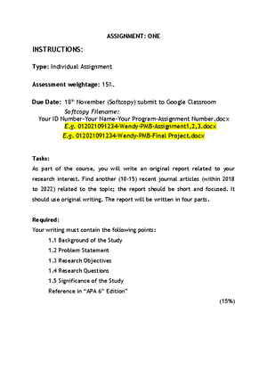 Research Methodology Assignment 1 - Research Methodology (CRS20503 ...