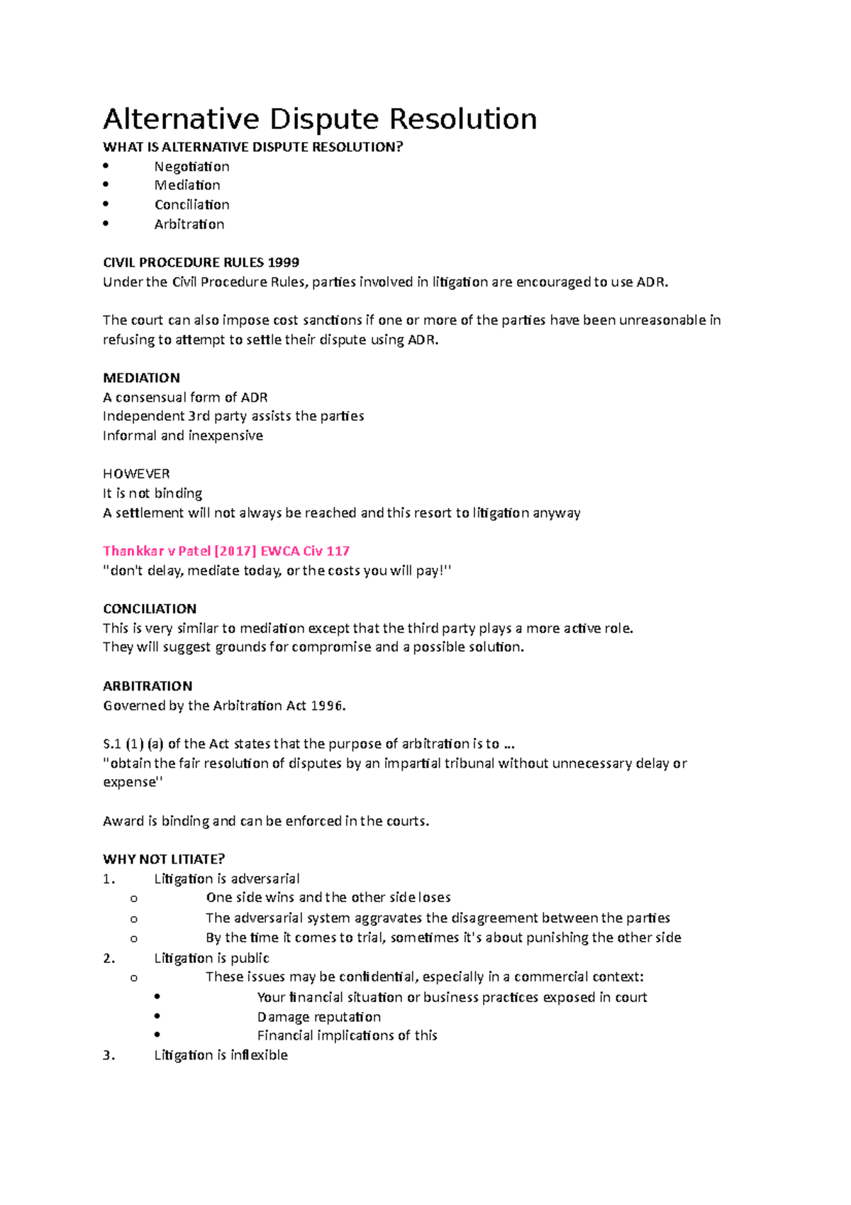 Alternative Dispute Resolution Lecture - Alternative Dispute Resolution ...
