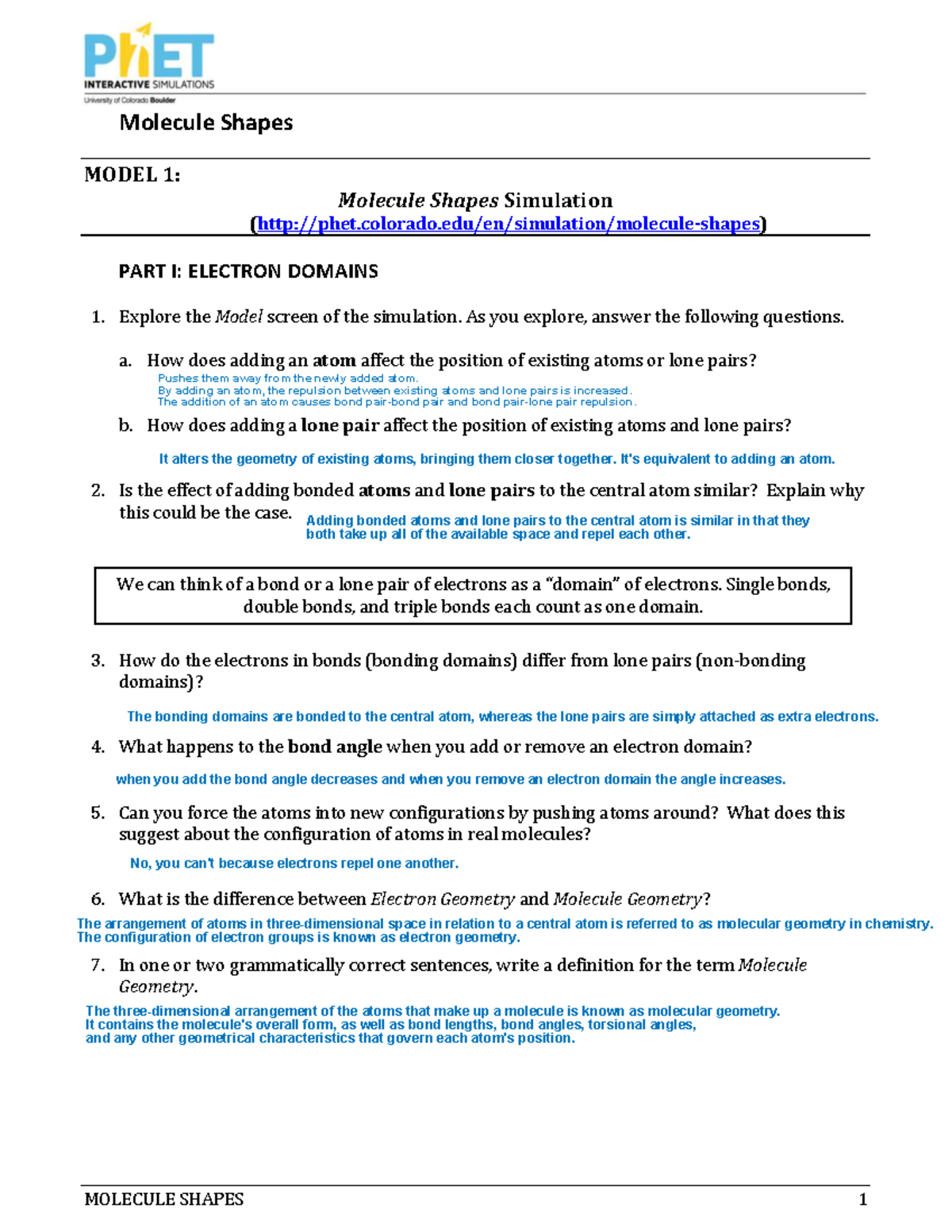 AP+Chemistry+Molecule+lab-edited - MOLECULE SHAPES 1 Molecule Shapes ...