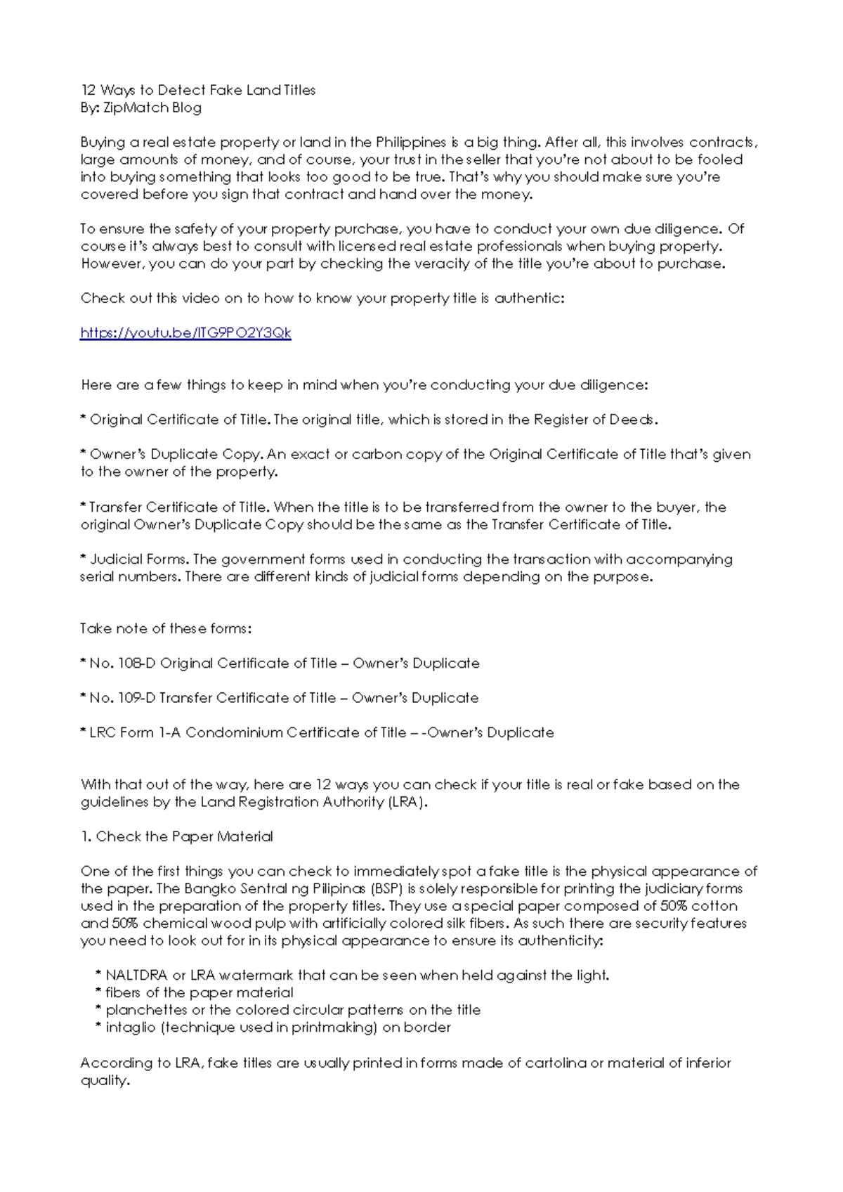 12 Ways to Detect Fake Land Titles - 12 Ways to Detect Fake Land Titles ...