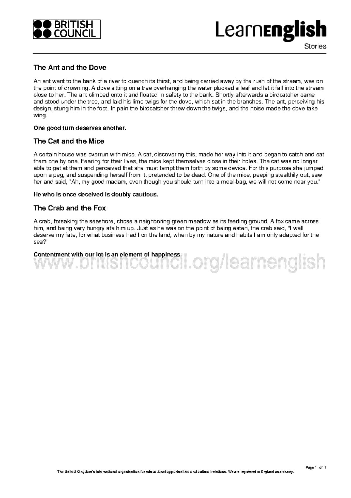 Aesops Fables - N/a - Stories Page 1 of 1 The United Kingdom’s ...