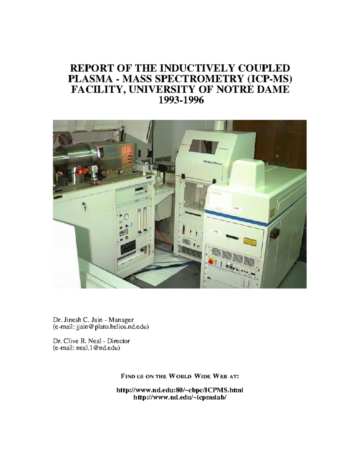 ICP-MS Rpt 1996 - cant - REPORT OF THE INDUCTIVELY COUPLED PLASMA ...