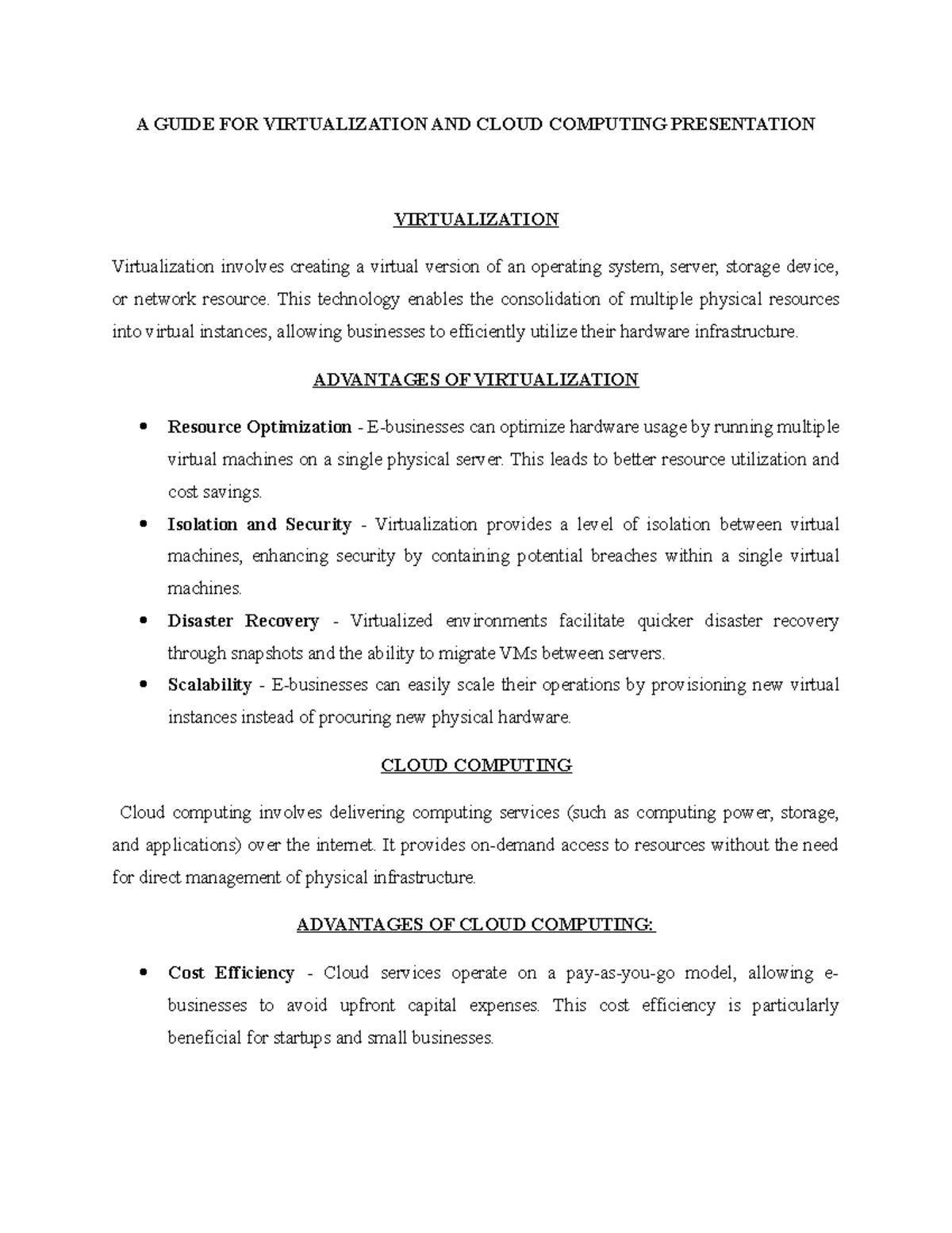 A Guide FOR Virtualization AND Cloud Computing Presentation - Business ...