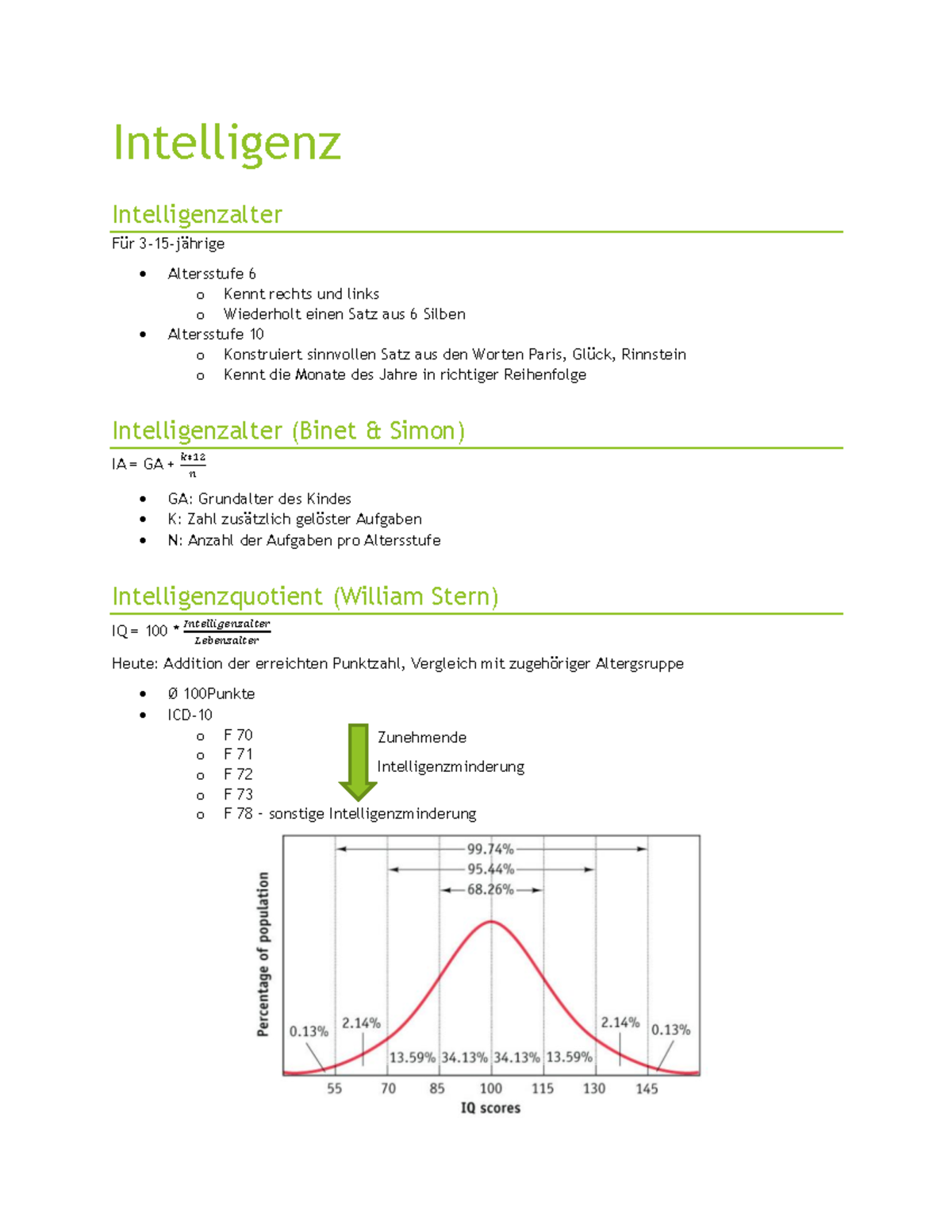 Zusammenfassung -Intelligenz - Zunehmende Intelligenzminderung ...
