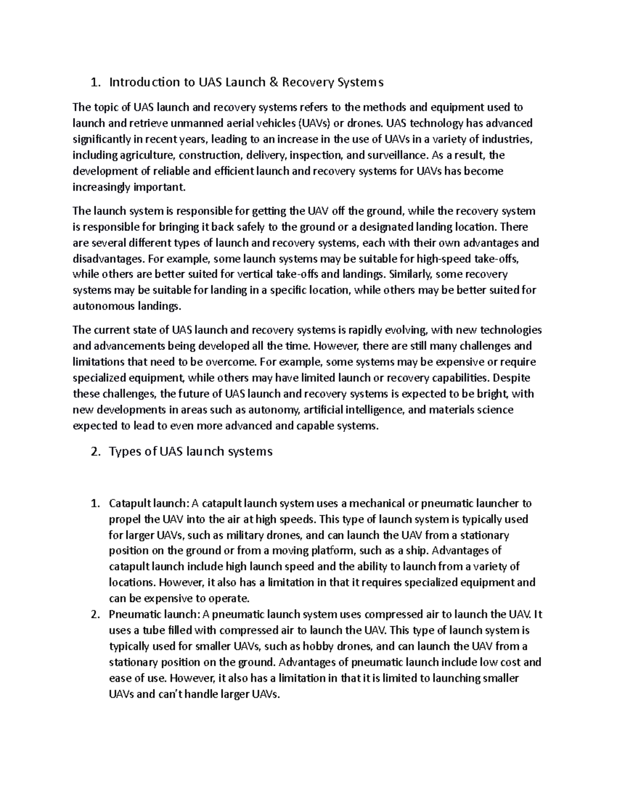 UAS launch and recovery systems - 1. Introduction to UAS Launch ...