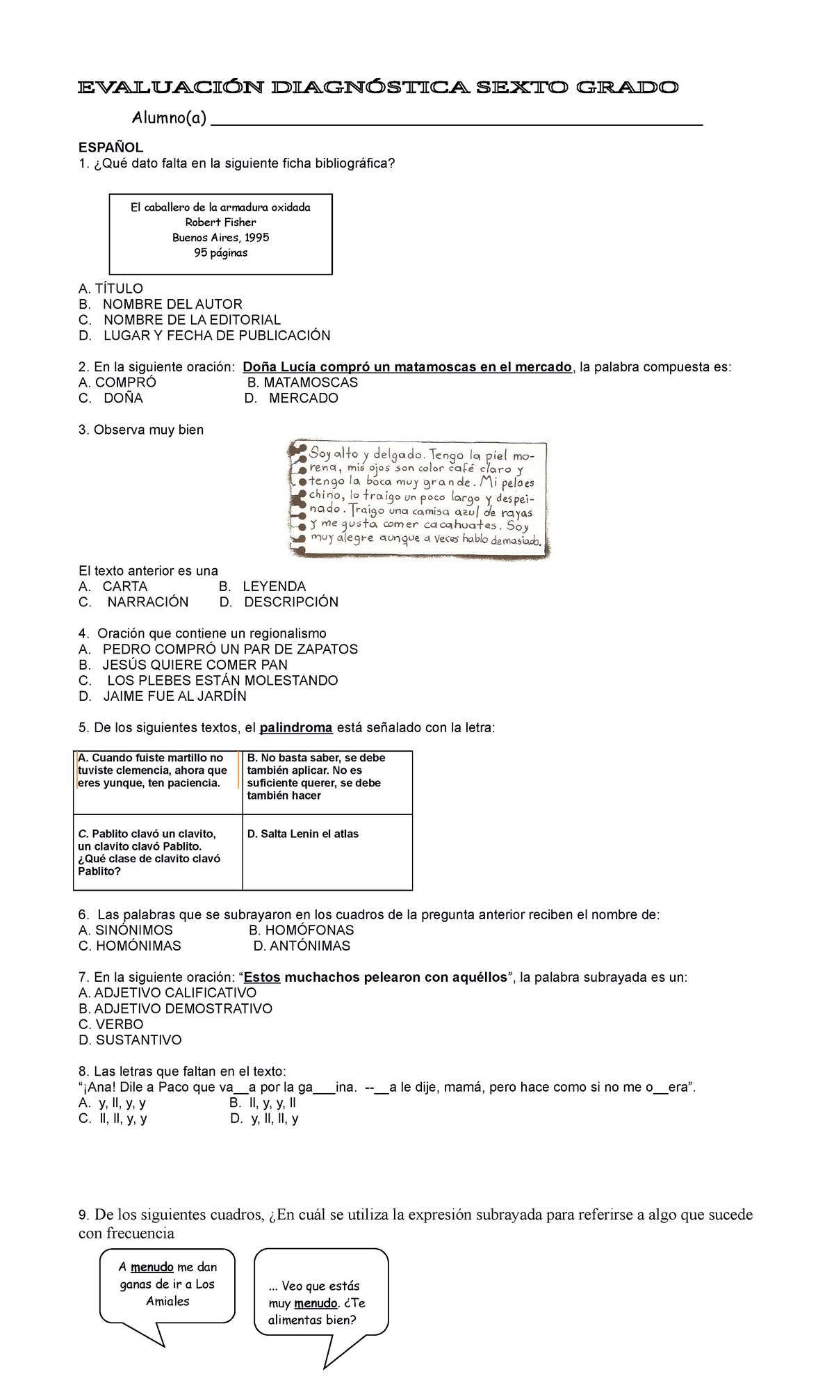 Diagnostico 6to Grado - Alumno(a ...