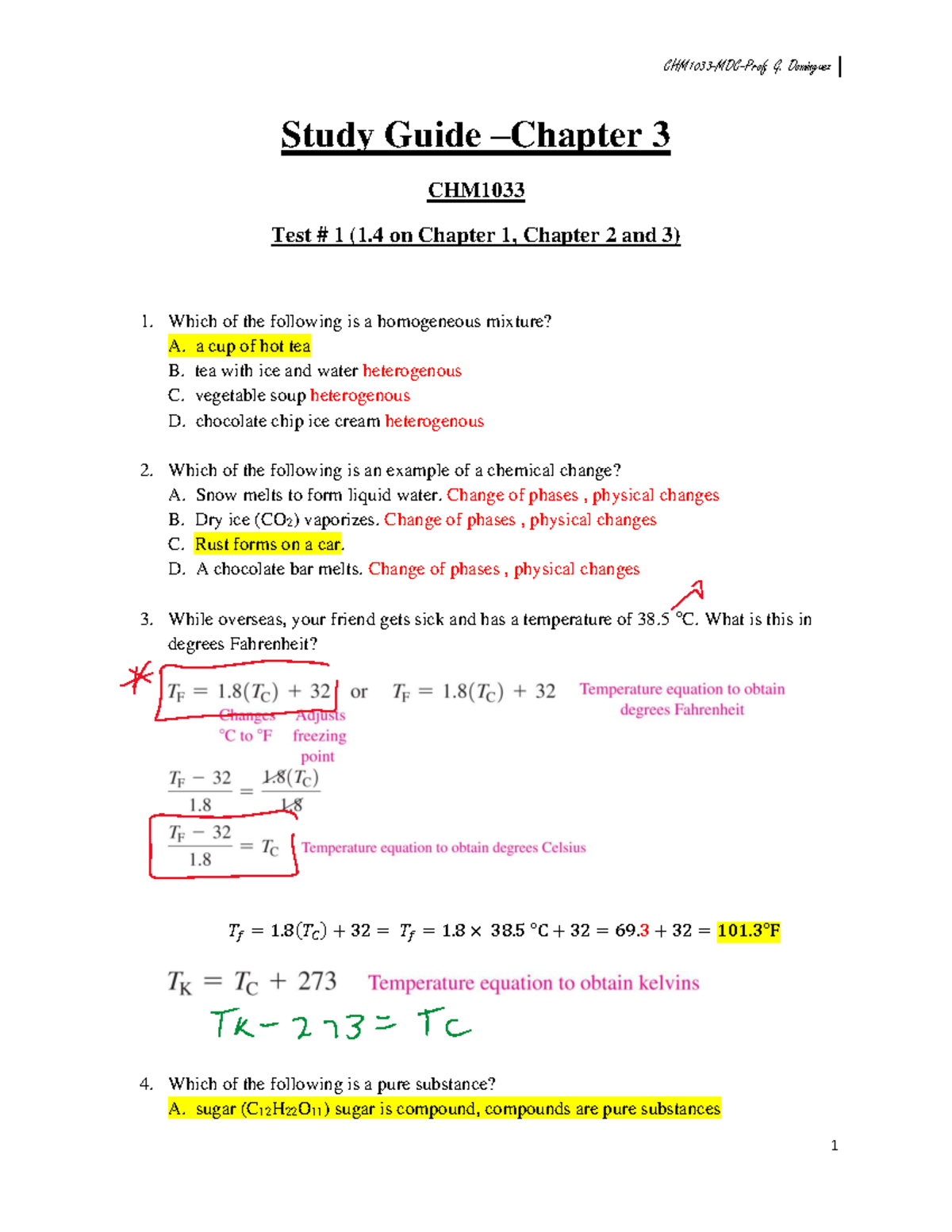 Procces OF Solving Study Guide#3-CHM1033 - Study Guide – Chapter 3 CHM ...