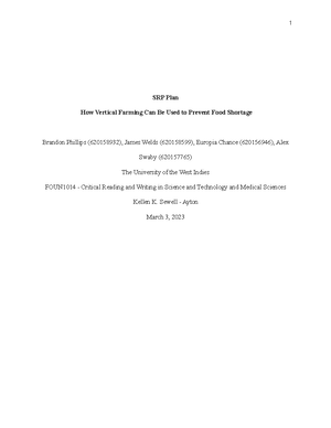 Team five SRP Plan notes - SRP Plan No word limit. Print the rubric ...