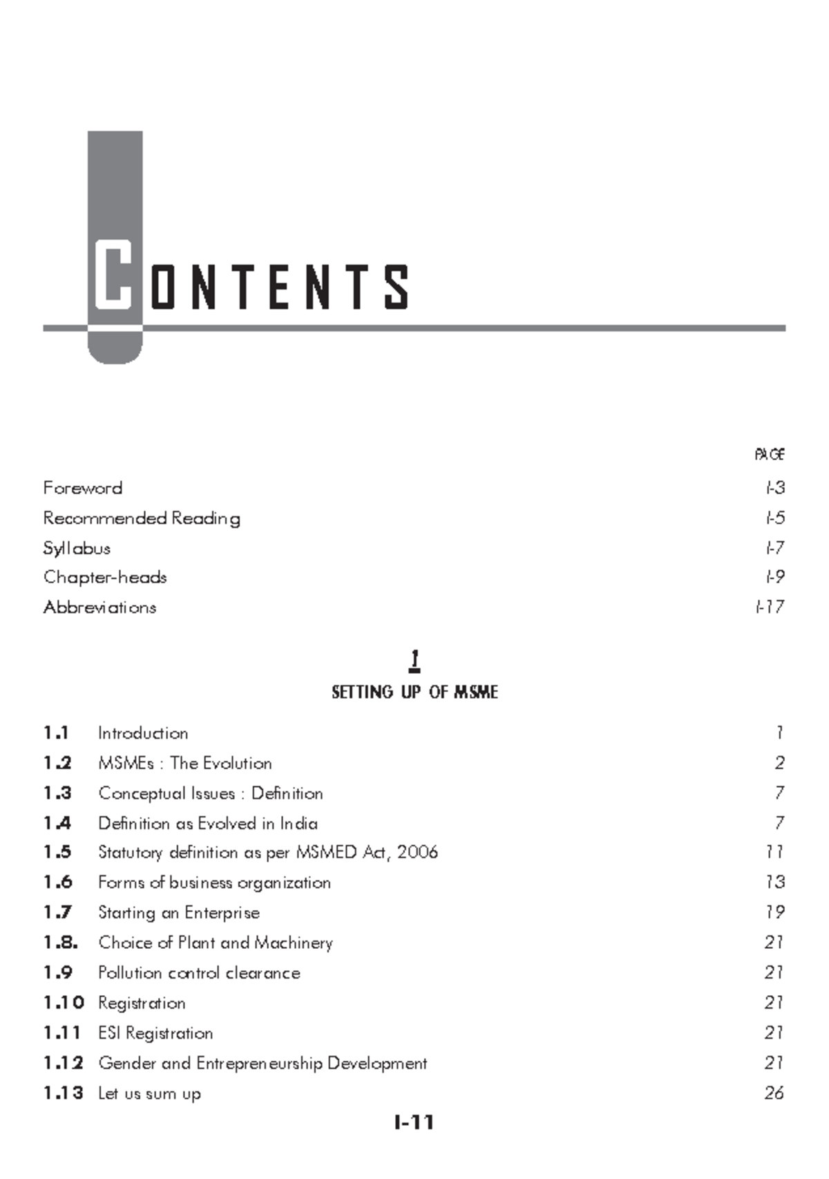 Micro Small Med Entpr in India (IIBF)contents - Page I-12 ConTEnTS I-14 ...