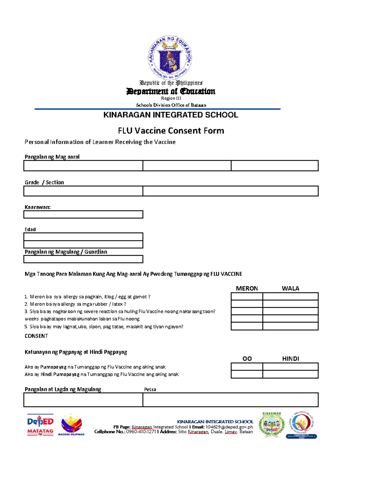 Learners-Flu-Consent-FORM-1 - Personal Information of Learner Receiving ...