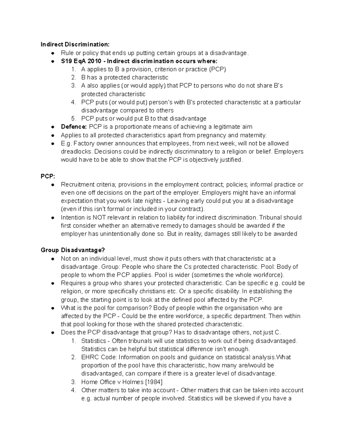 Employment - Part 4 - Indirect Discrimination: Rule or policy that ends ...