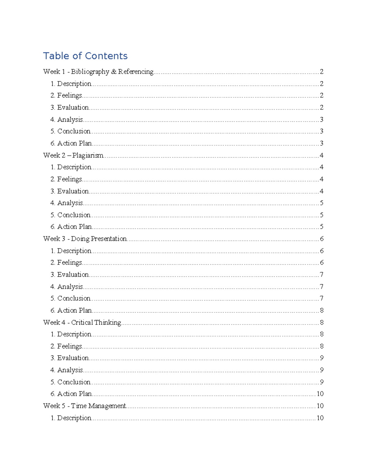 Week 1 - final document - Table of Contents Week 1 - Bibliography ...