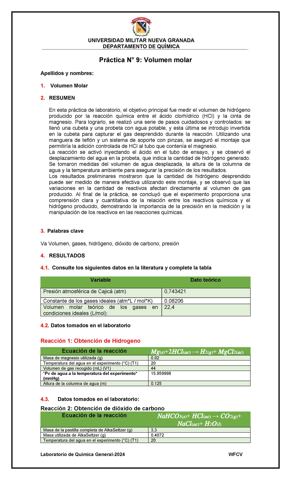 Formato informe-Pr Ã ctica 9-UMNG-2024 - UNIVERSIDAD MILITAR NUEVA GRANADA DEPARTAMENTO DE ...