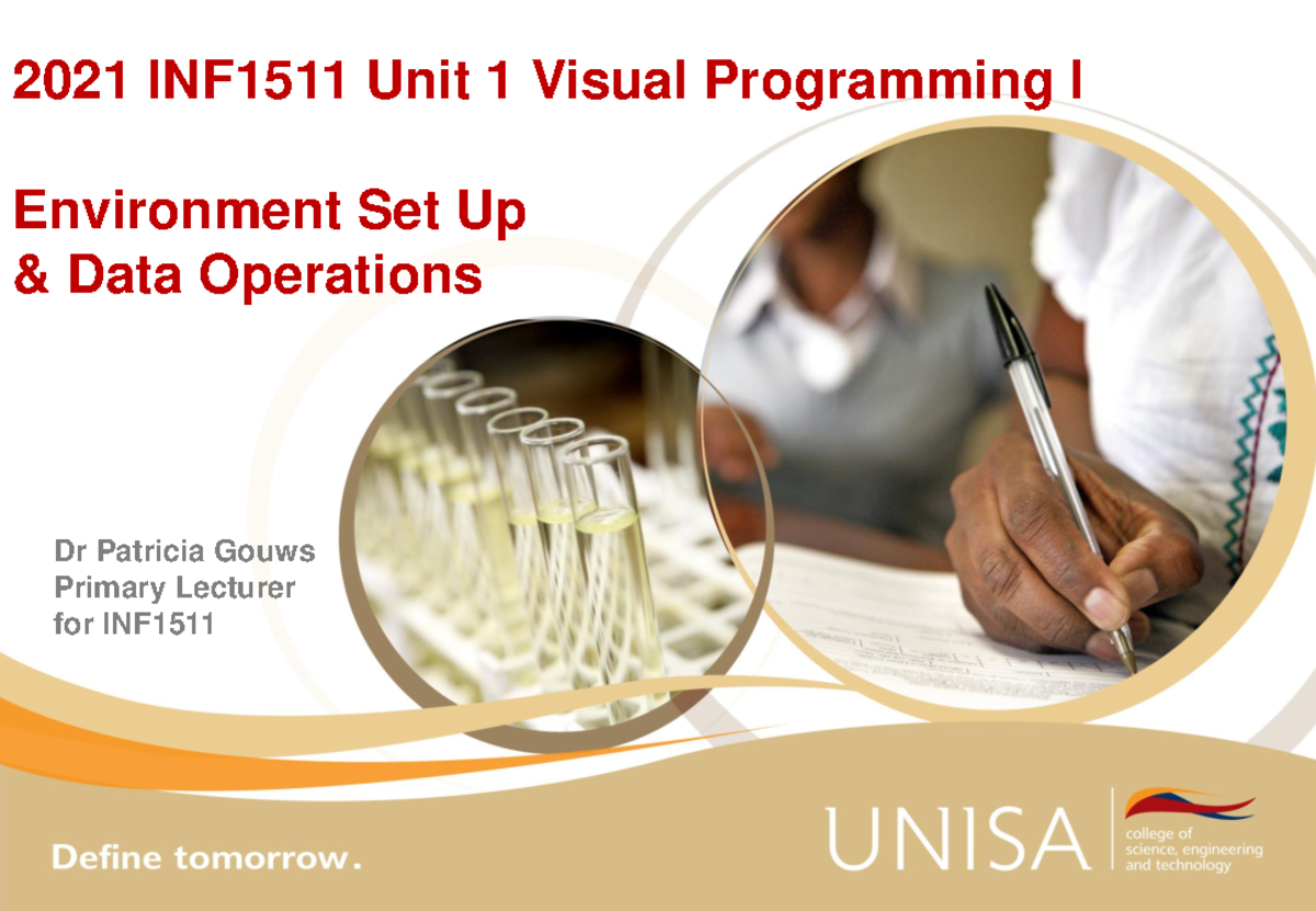 2021 Unit1 Intro Data Operations - 2021 INF1511 Unit 1 Visual Programming I Environment Set Up ...