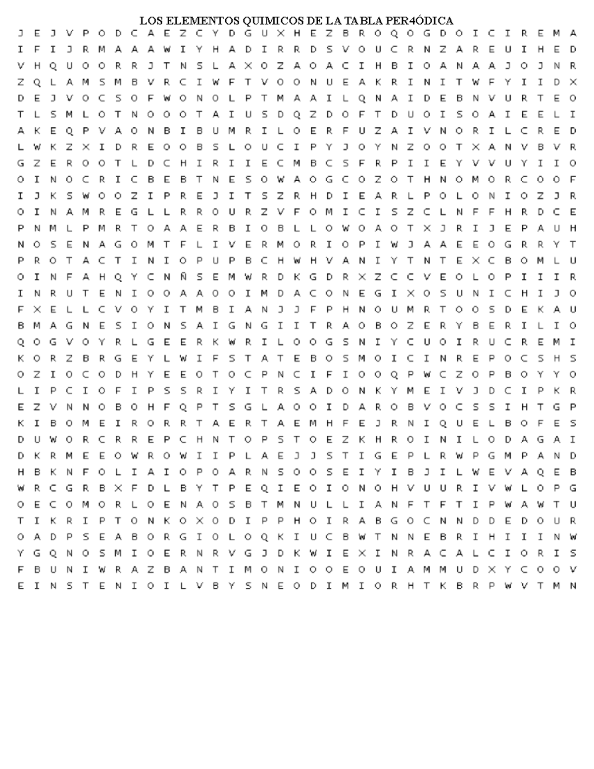 Sopa de letras los Elementos Químicos de la Tabla Periódica 4 ...