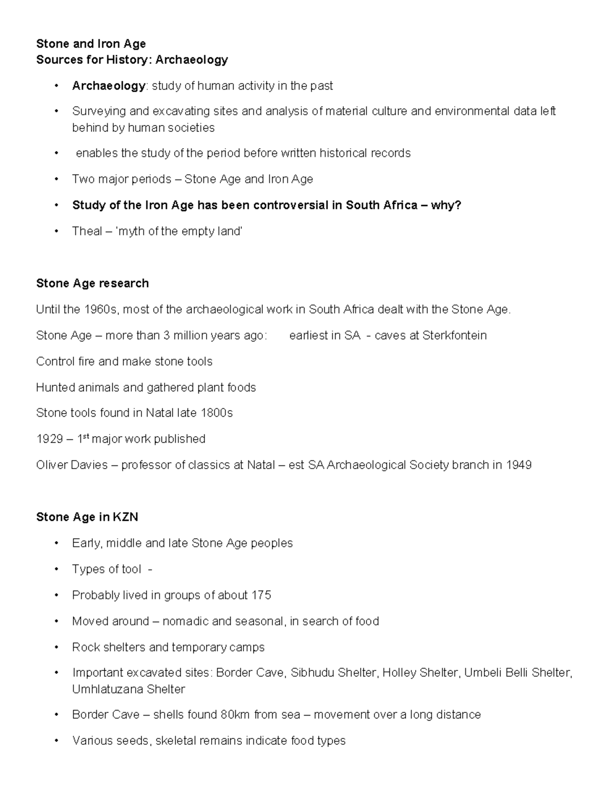 Stone and iron age class notes - Stone and Iron Age Sources for History ...