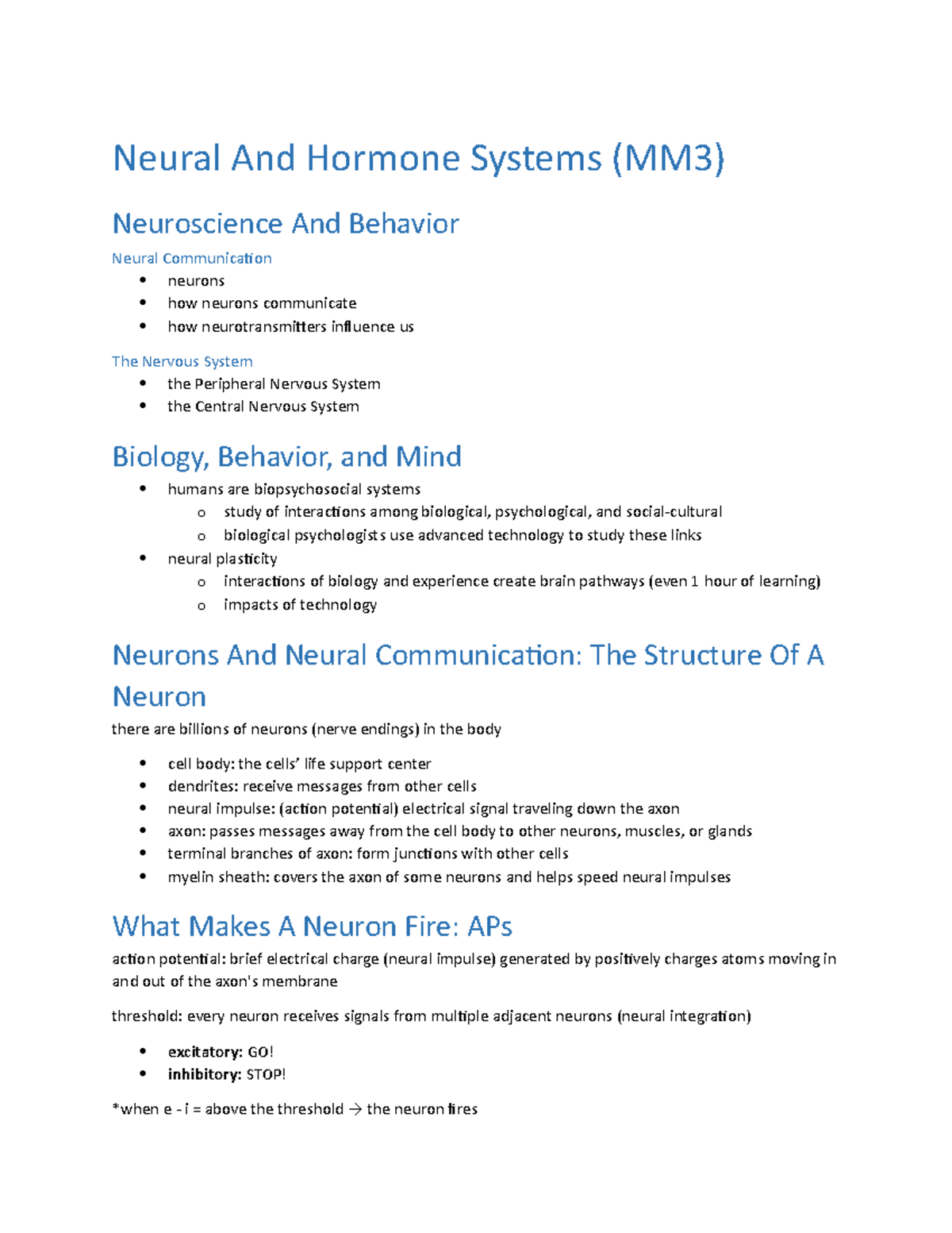Neural And Hormone Systems (MM3) - Neural And Hormone Systems (MM3 ...