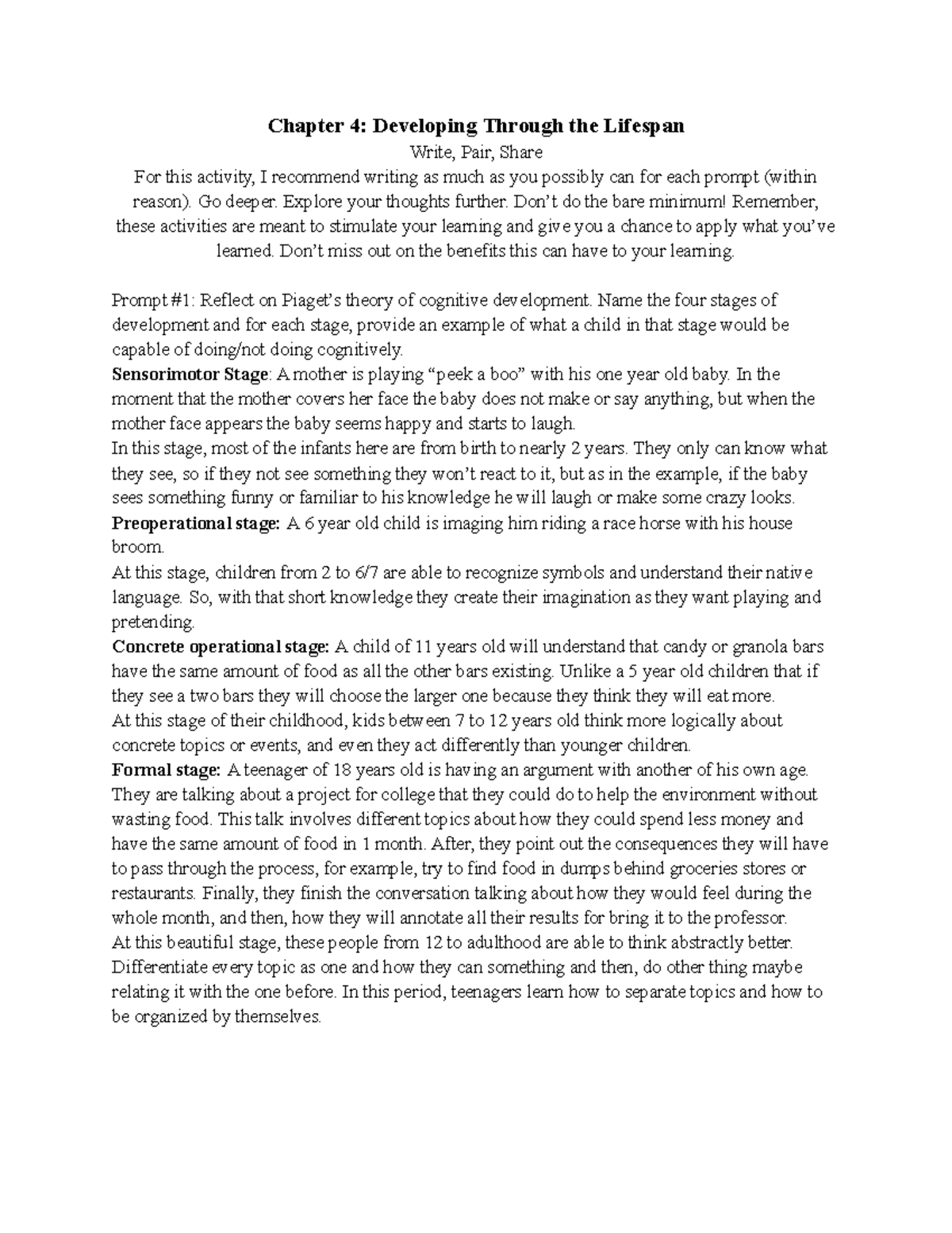 Chapter 4 Developing Through the Lifespan - Chapter 4: Developing ...