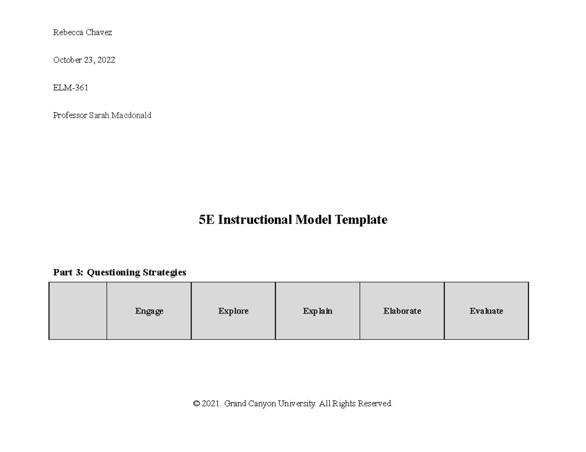 Rebecca - ELM361 - PART3 - 5E-Instructional-Model-Template - Rebecca Chavez October 23, 2022 ELM ...