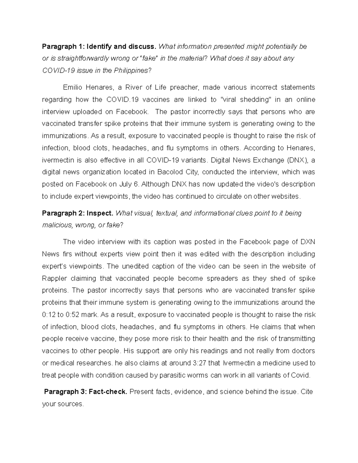 how to identify fake news in out present time - Paragraph 1: Identify ...