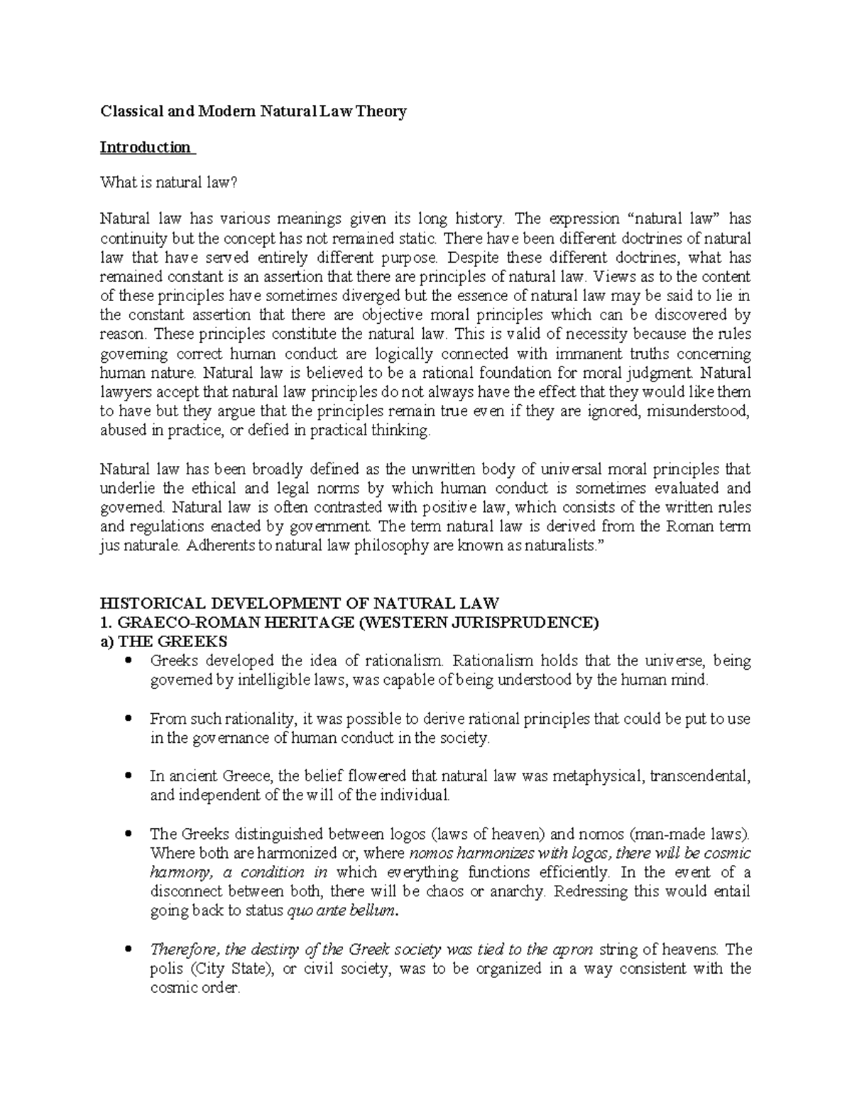 Classical and Modern Natural Law Theory - Classical and Modern Natural ...