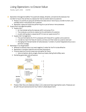 OPM Exam Cheat Sheet - Using Operations to Create Value Operations Management: OPM is about the ...