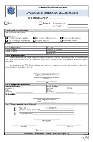 CPDD-02 - CPD - Professional Regulation Commission APPLICATION FOR ...