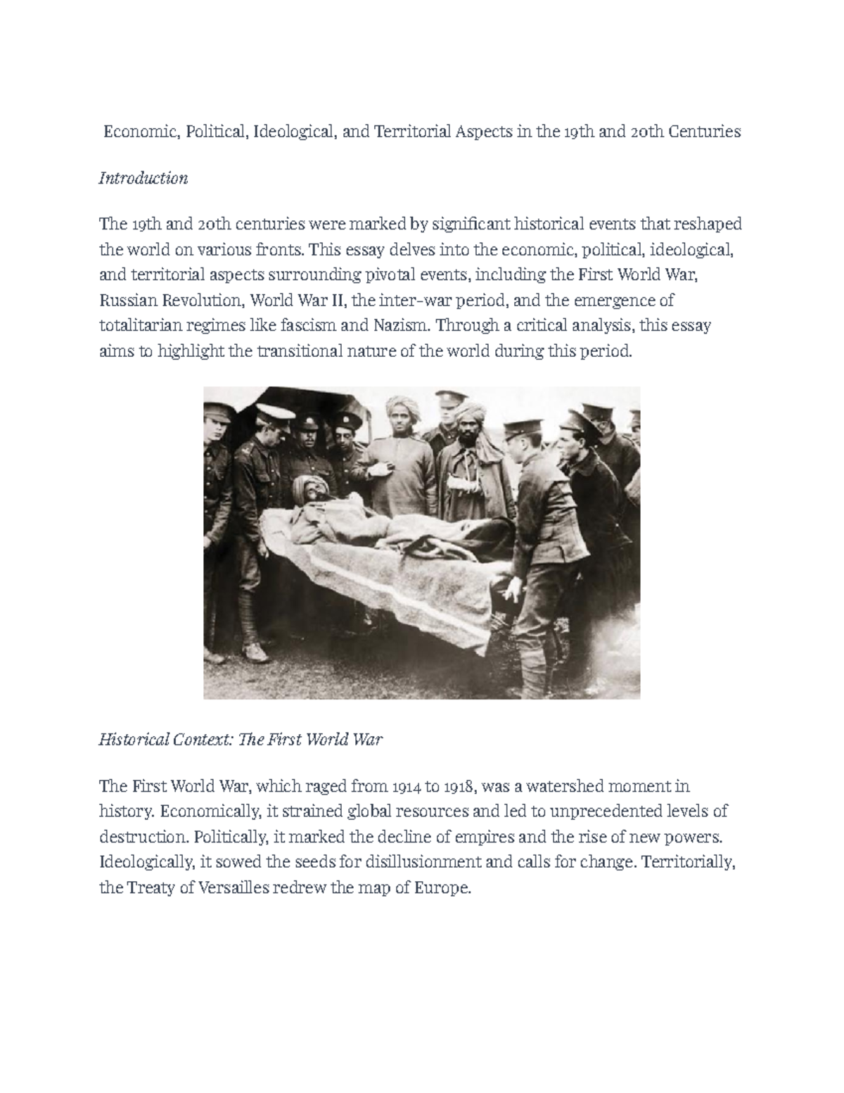 Essay - Resumen de wwII - Economic, Political, Ideological, and ...