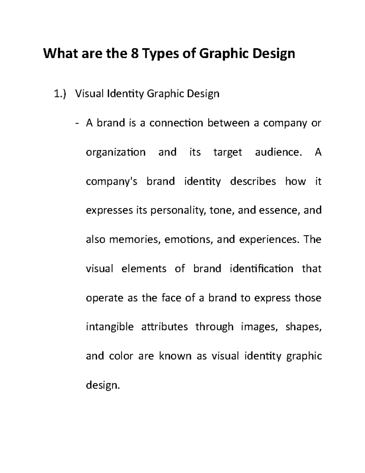 Types of Graphic Design - ) Visual Identity Graphic Design - A brand is ...