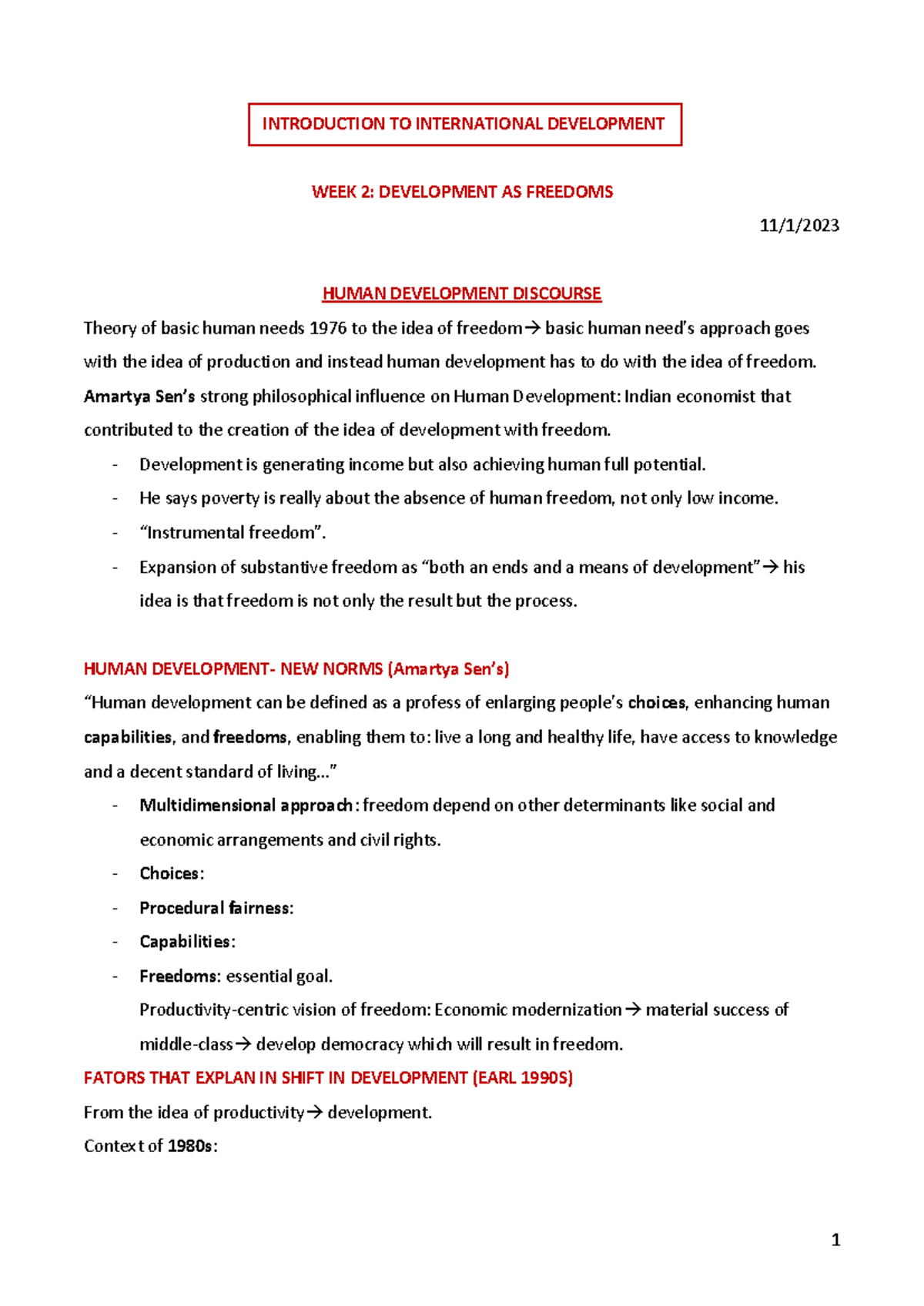 Introduction TO International Development - INTRODUCTION TO ...