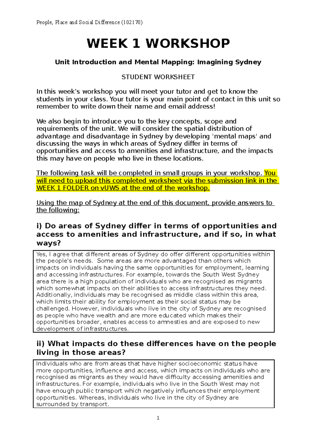 Week 1 Workshop-Worksheet - People, Place and Social Difference (102170 ...