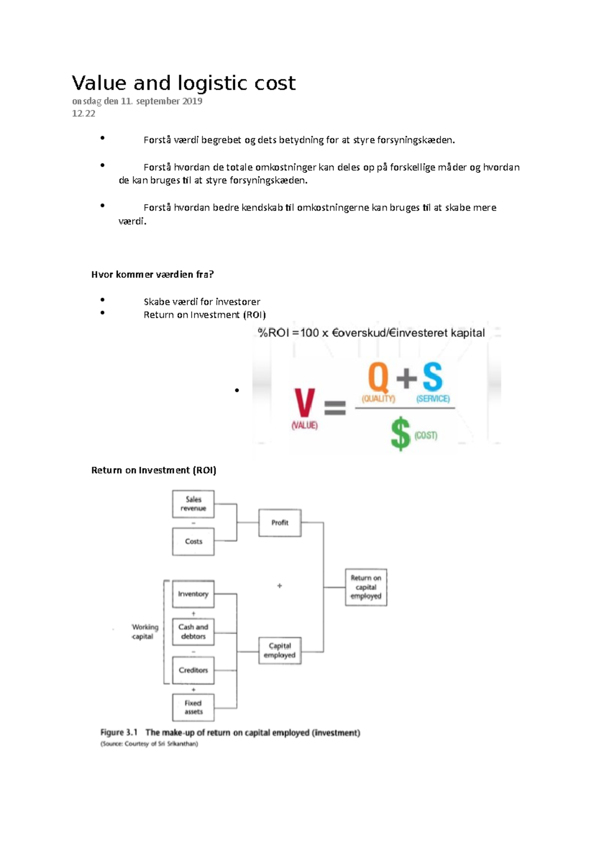 Value and logistic cost - Value and logistic cost onsdag den 11 ...