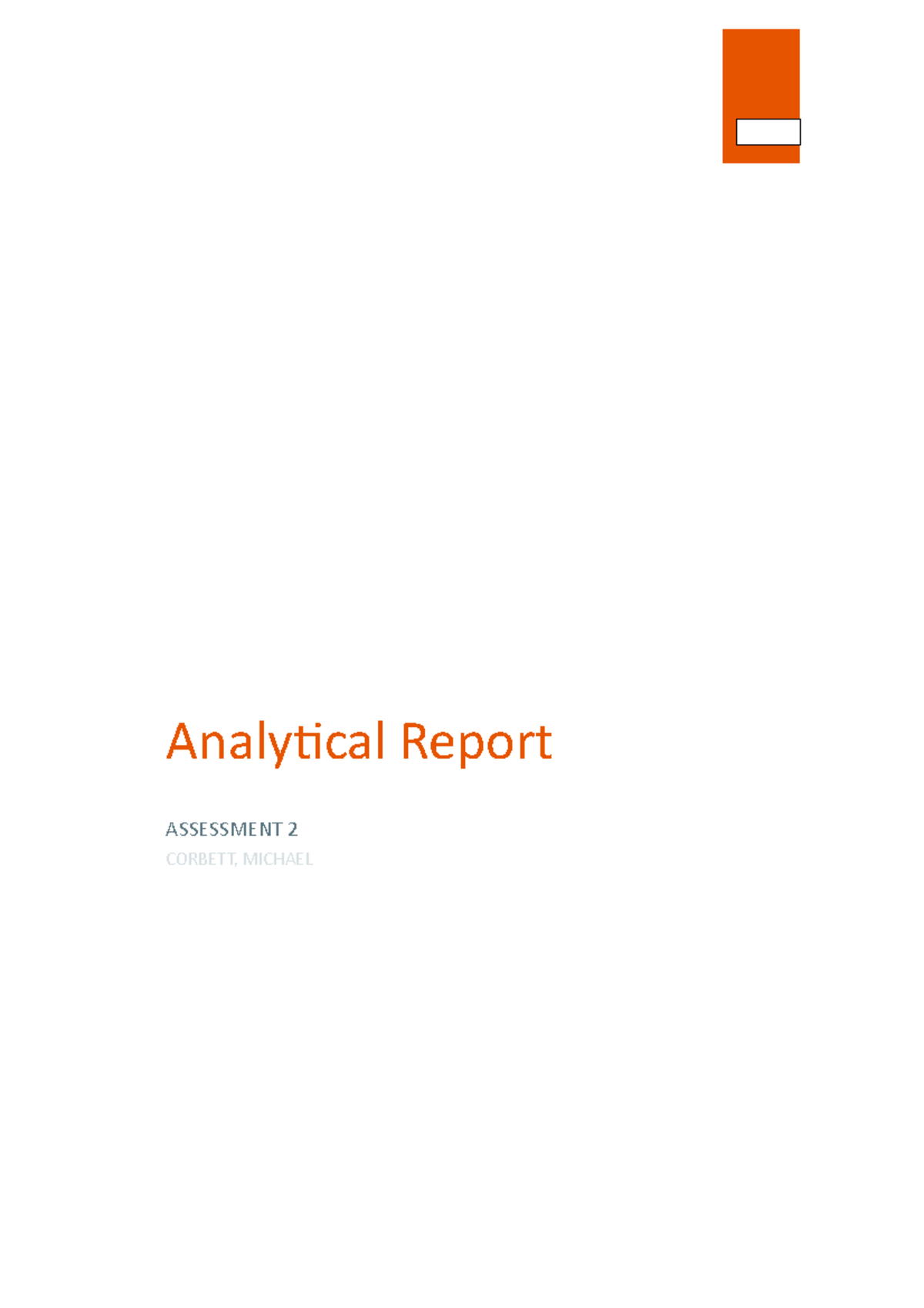 Analytical Report - assessment 2 - Analytical Report ASSESSMENT 2 ...