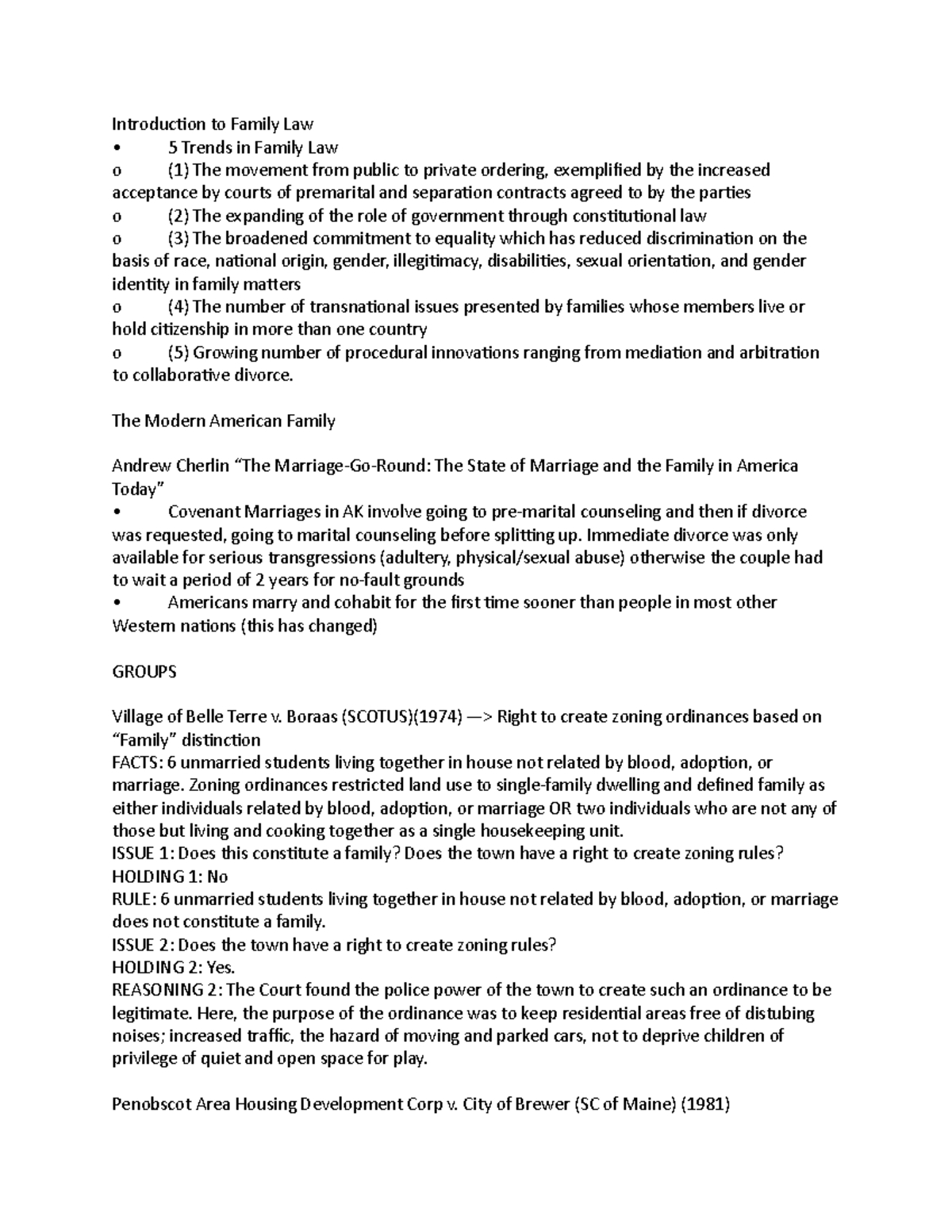 Family Law outline - Introduction to Family Law 5 Trends in Family Law ...