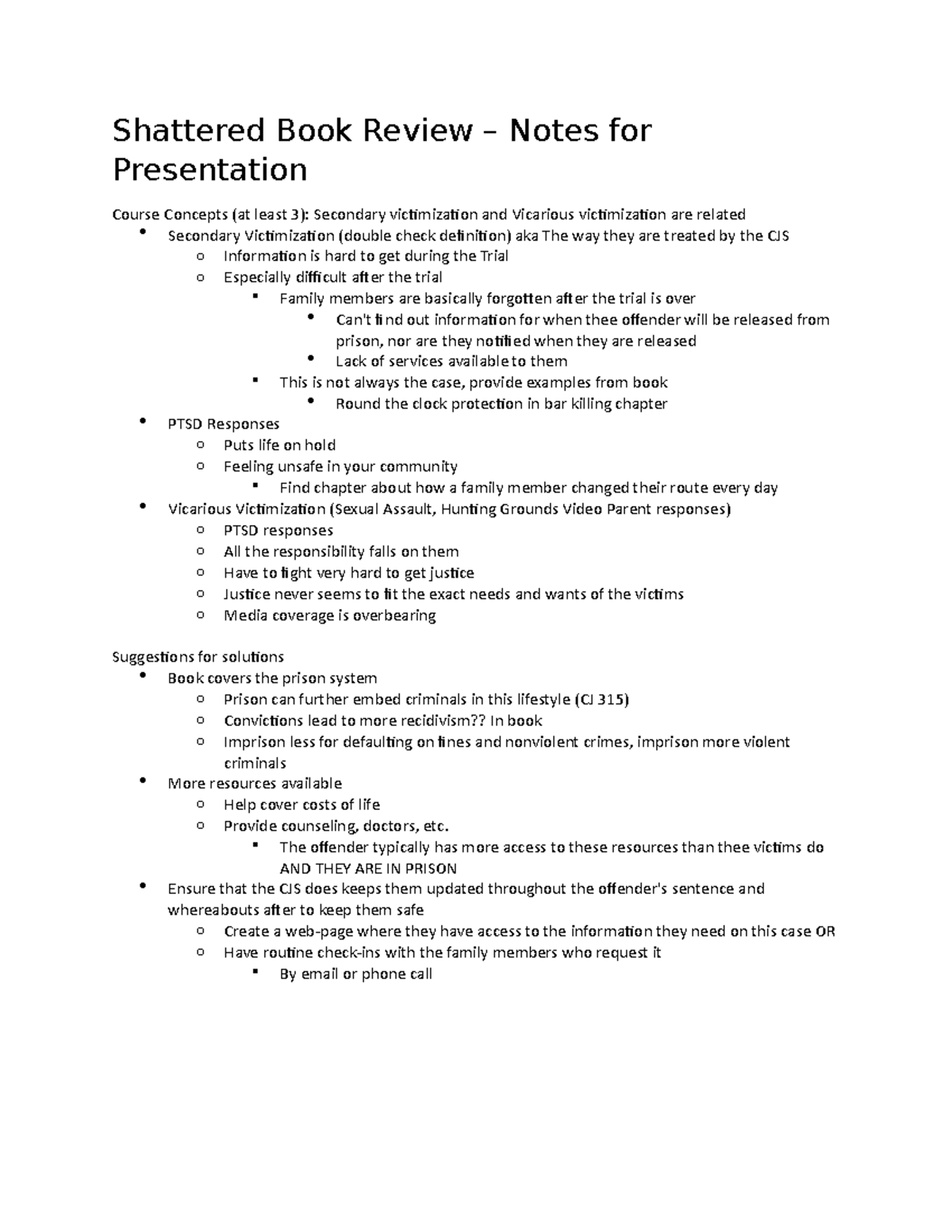 CJ 498 Shattered Book Review Presentation Notes - Shattered Book Review ...