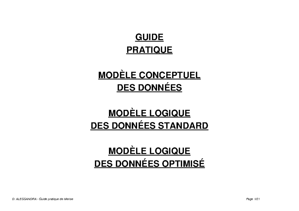Methode Merise - guide pratique MCD MLD - GUIDE PRATIQUE MODÈLE ...