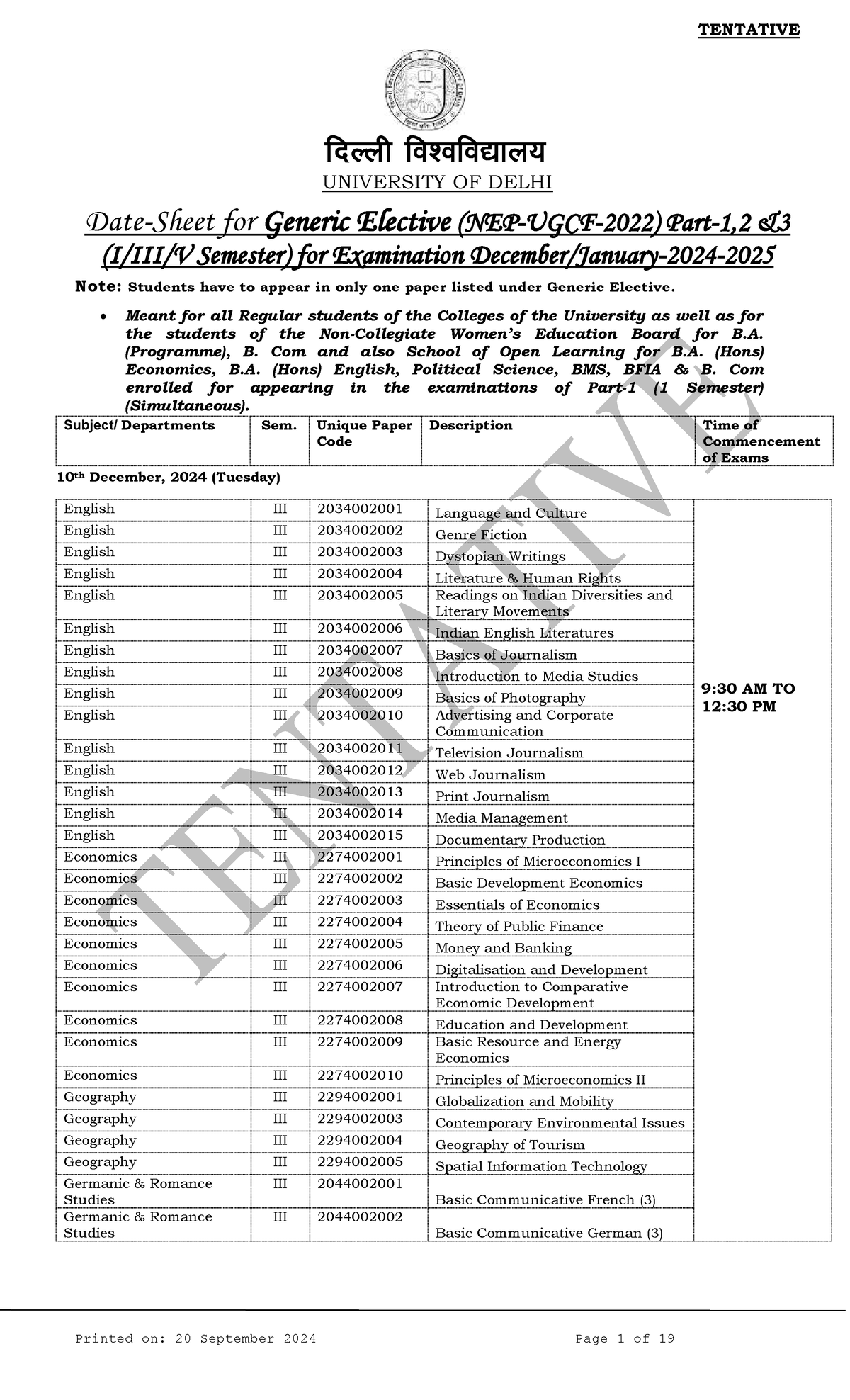 2024-09-20-NEP-Generci Elective -24-Sem - TENTATIVE fnYyh fo’ofo|ky ...