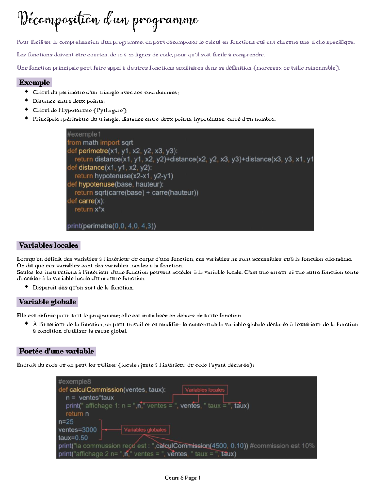 Cours 6 - Décomposition d'un programme, modules et tests unitaires ...