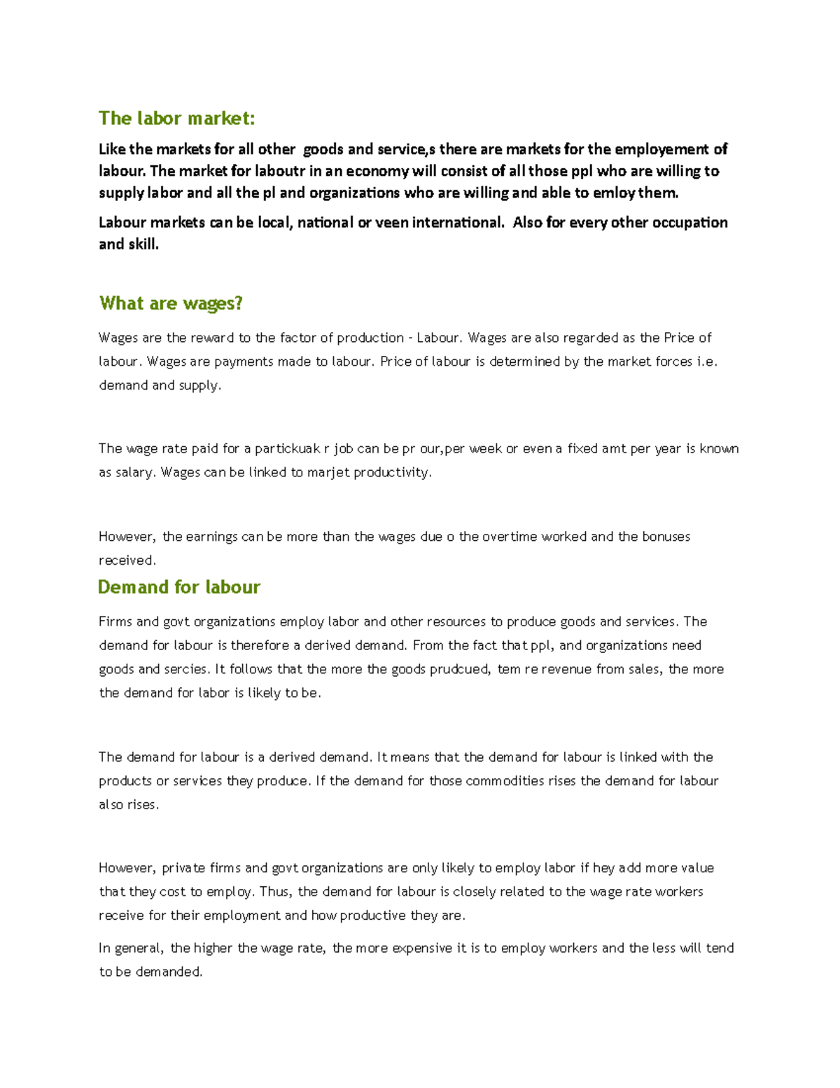 Labour Market - What determines wages? - The labor market: Like the ...