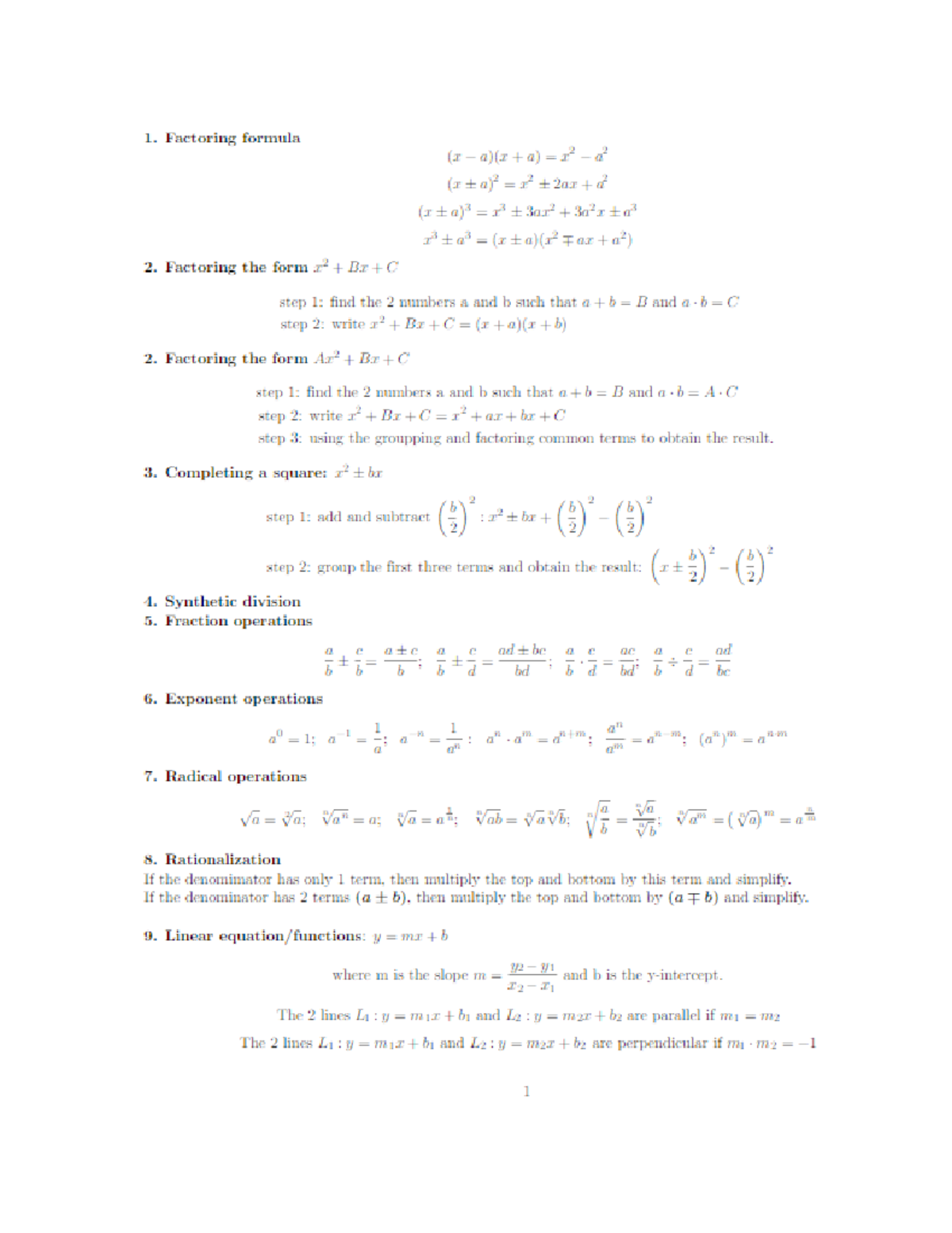 Math206Formulas - Formulas for Math 206 Final exam - MATH 206 - Studocu