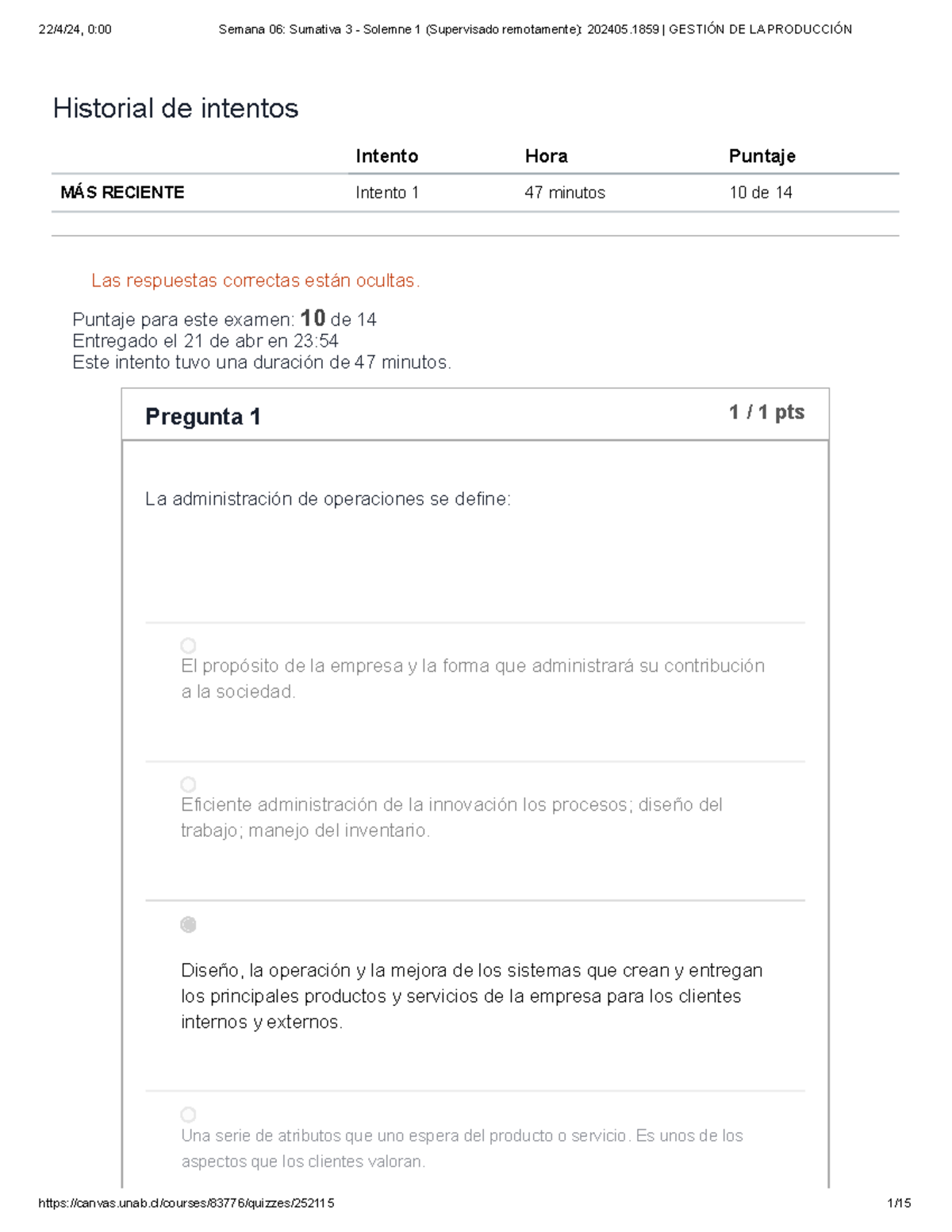 Semana 06 Sumativa 3 - Solemne 1 (Supervisado remotamente) 202405.1859 Gestión DE LA Producción ...