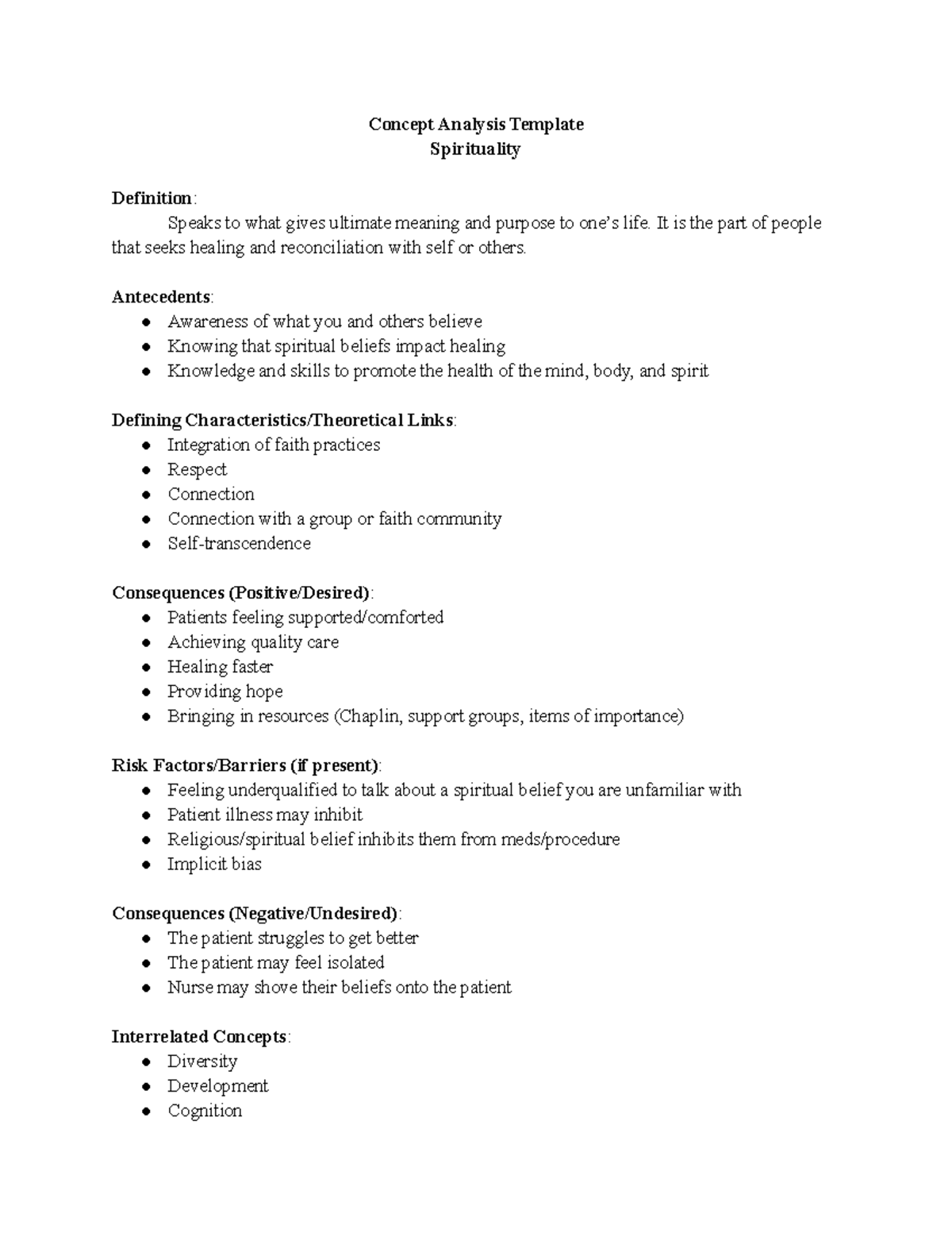 Concept Analysis - Spirituality - Concept Analysis Template ...