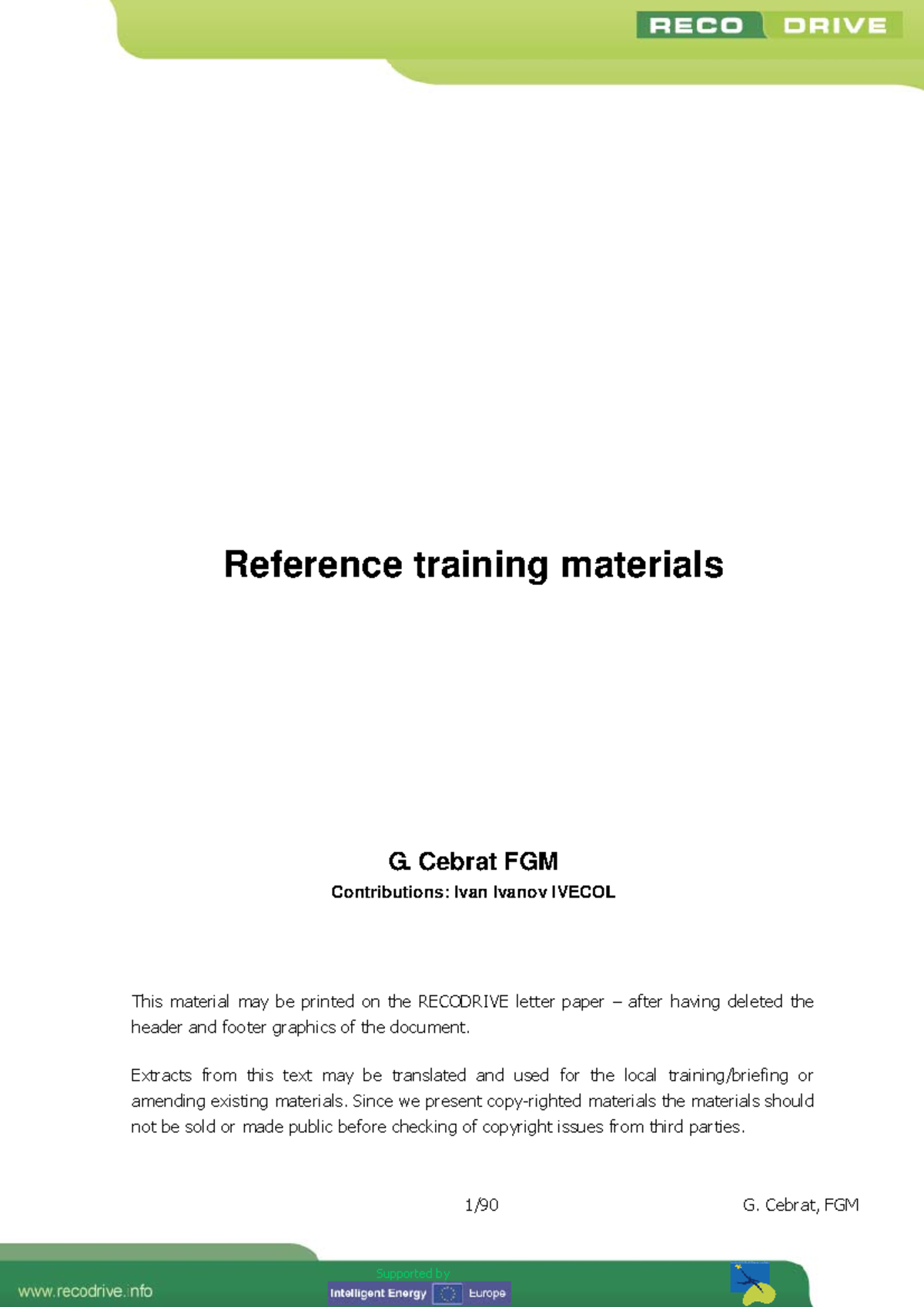 D4 3 Reference training materials final 0 6 - 1/90 G. Cebrat, FGM ...